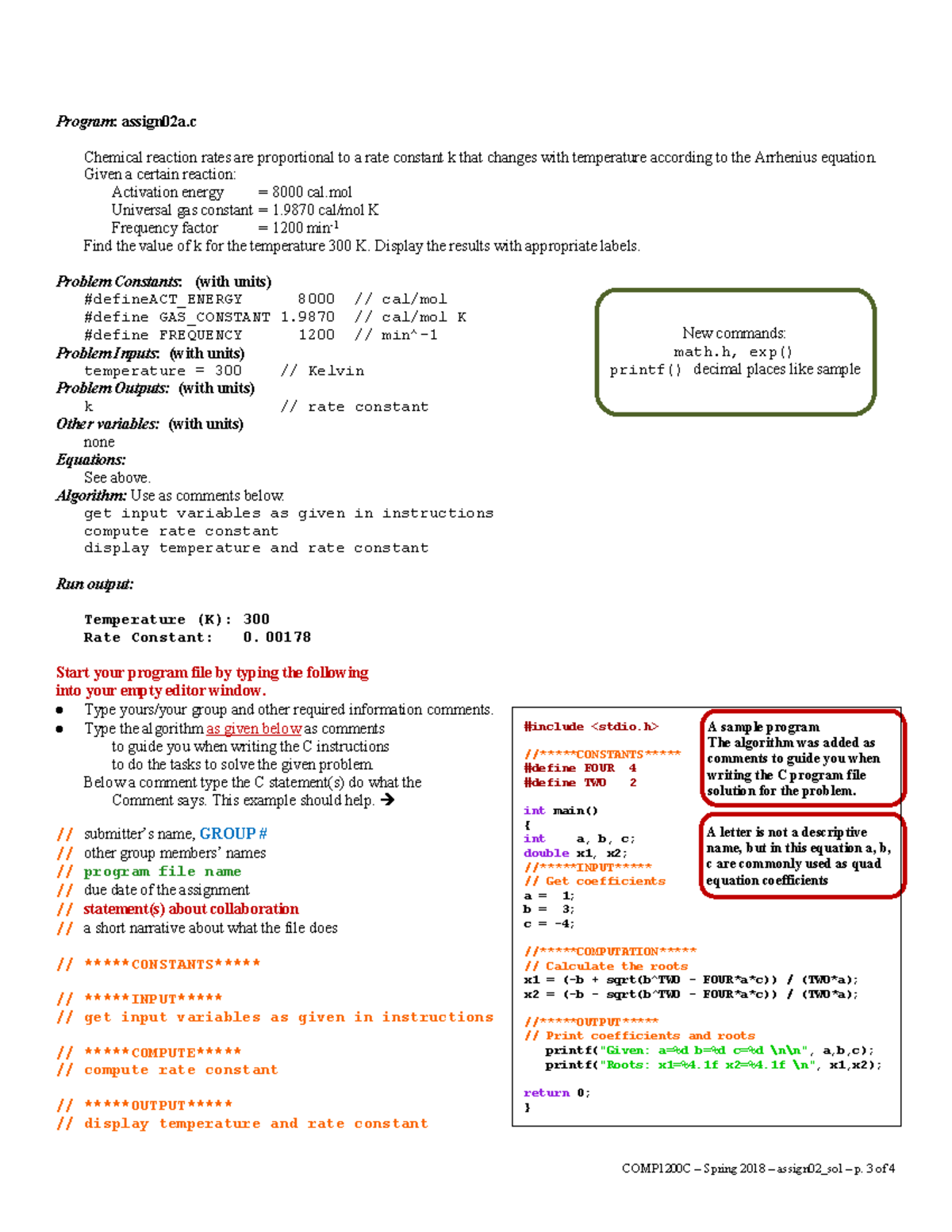 3-assign 02c sol - Lecture Notes - COMP1200C – Spring 2018 – assign02 ...