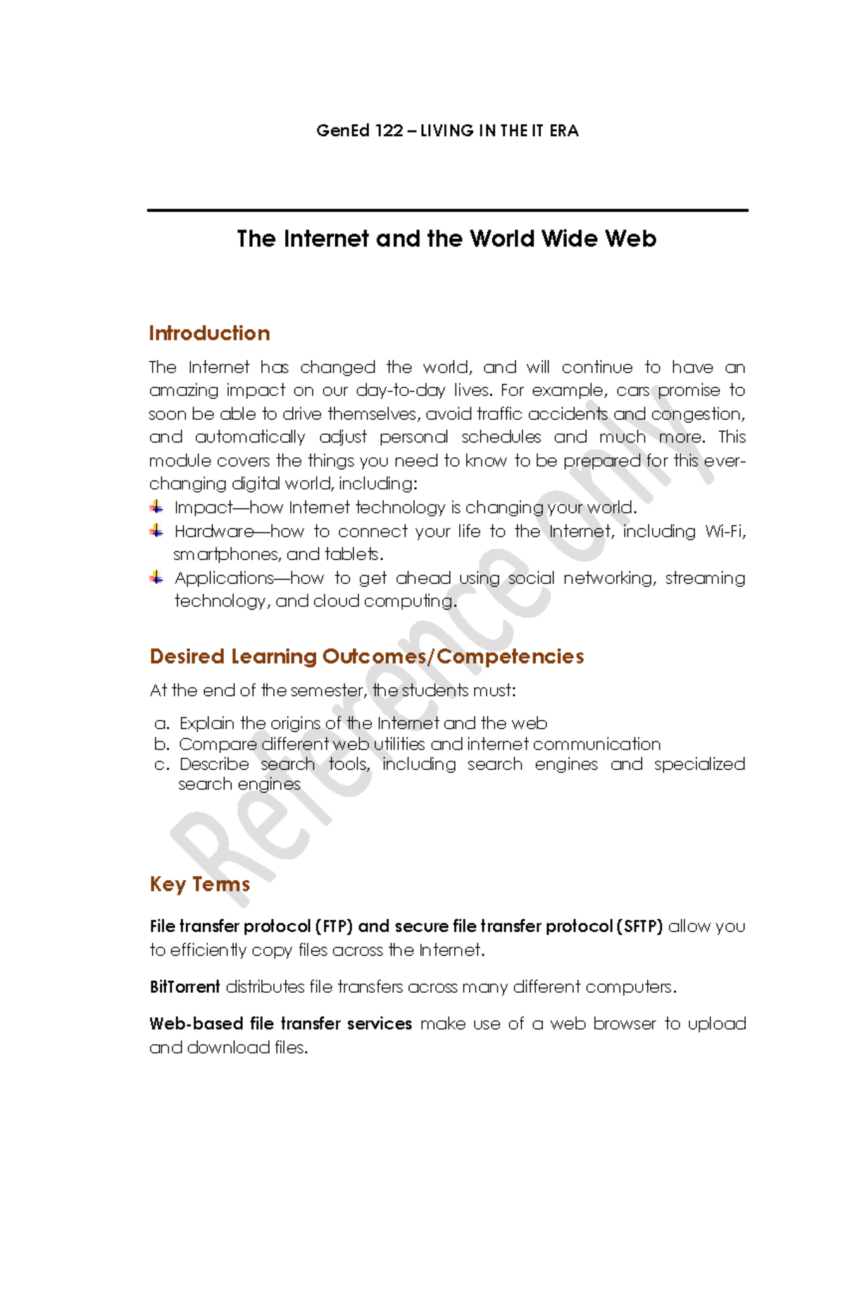 The-Internet-and-the-World-Wide-Web 082420 - GenEd 122 – LIVING IN THE ...