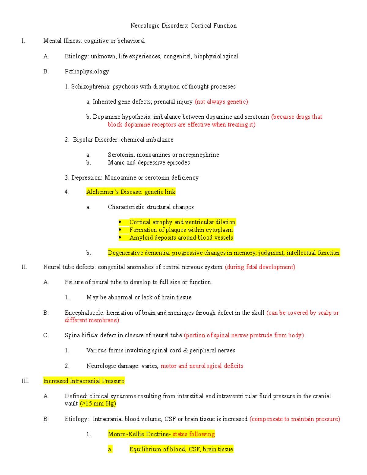 Neuro Cortical - Intro to Patho, Prof Carlson and Forester - Neurologic ...