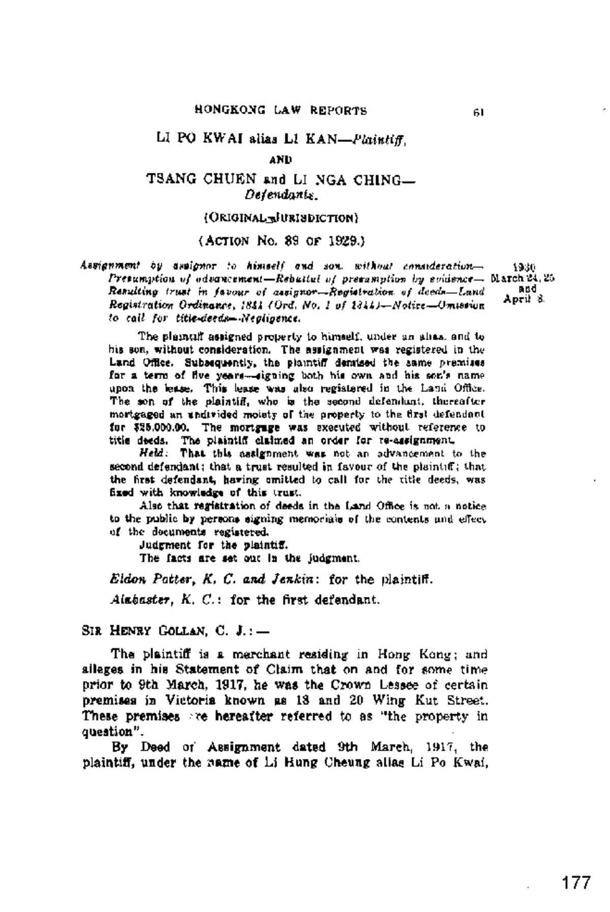 177 Other documents - LI PO KW AI alias LI KAN-PllLintilJ, AND TSANG ...