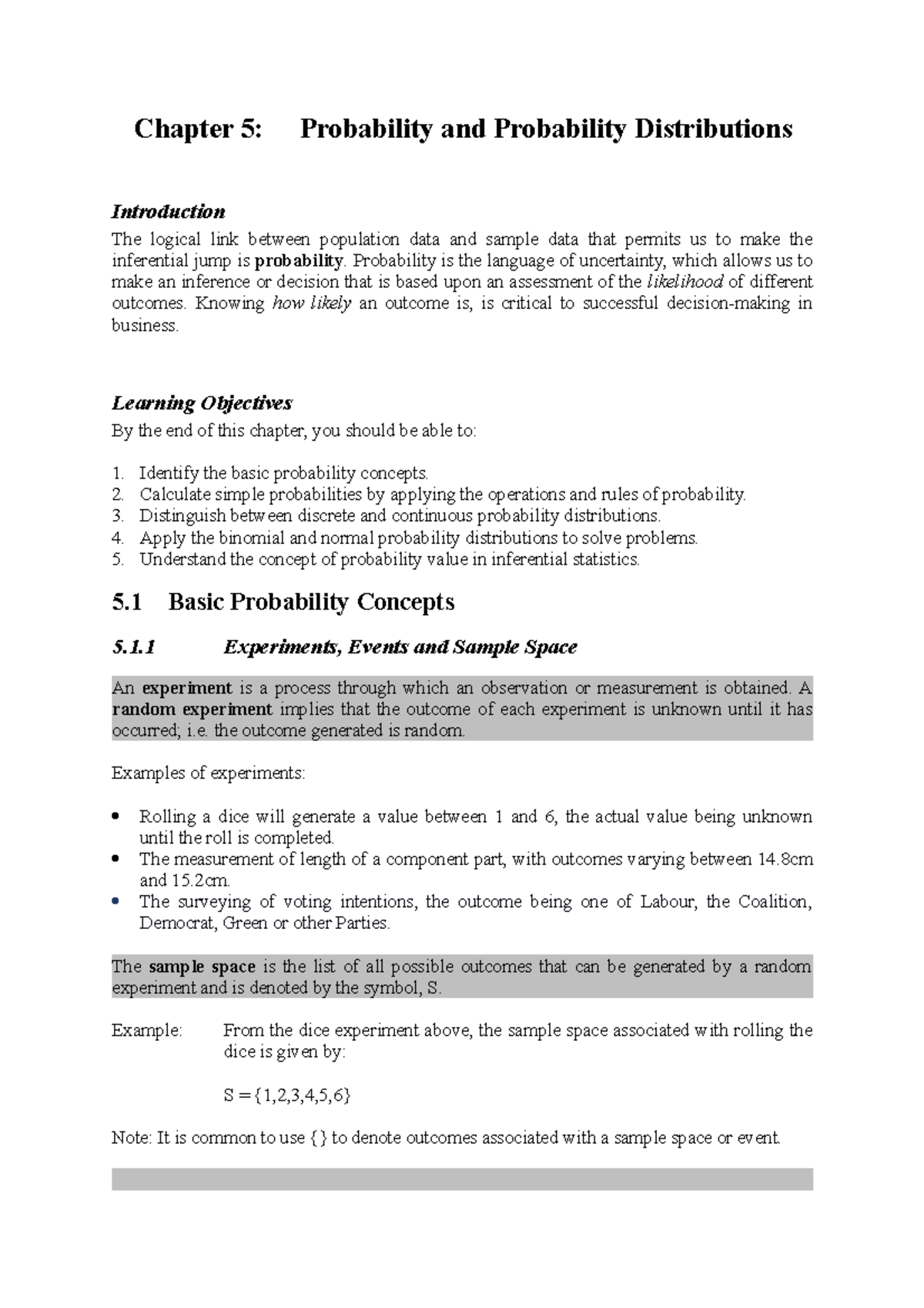 Week 4 Reading - Week 4 Summary - Chapter 5: Probability and ...