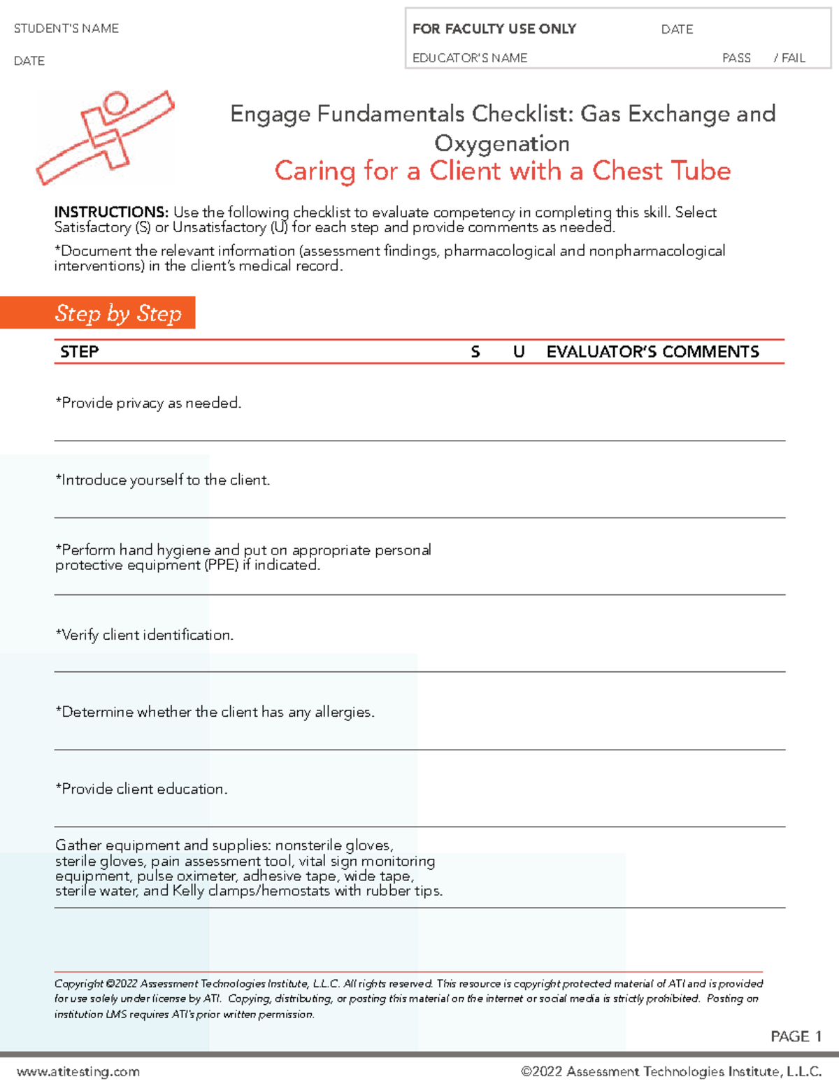 Chest Tube - PAGE 1 Copyright ©2022 Assessment Technologies Institute ...