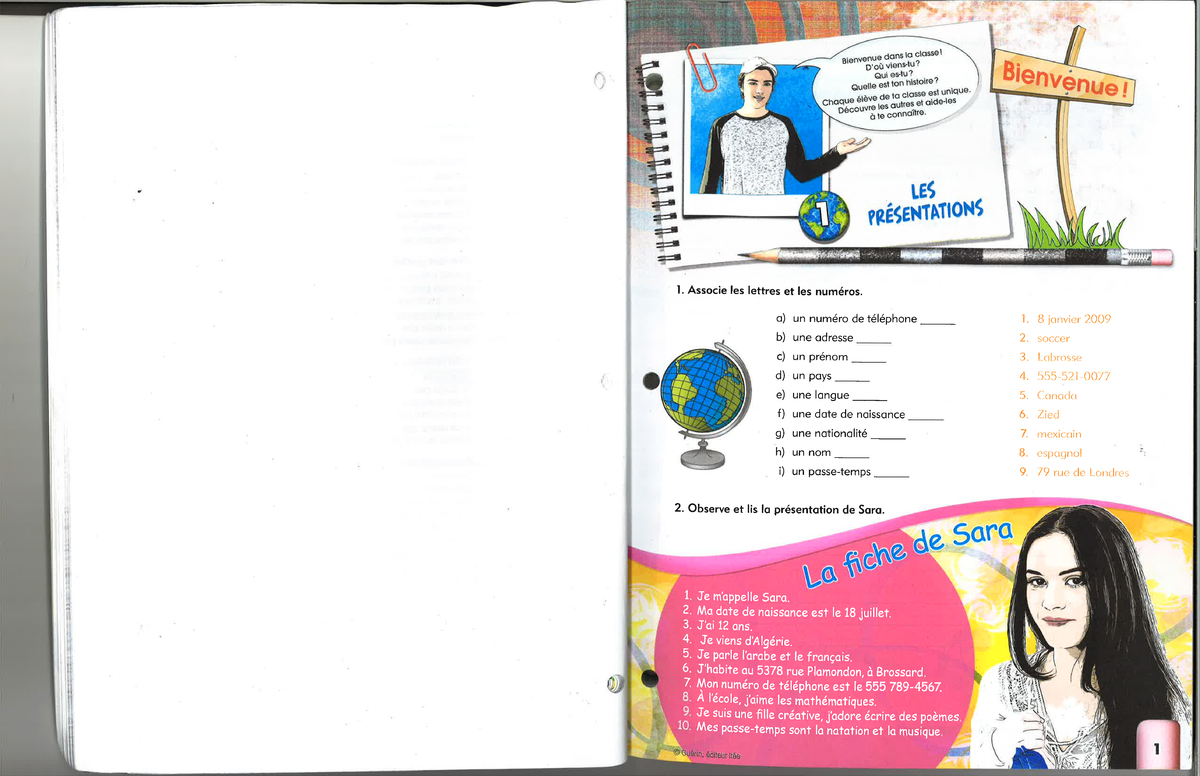 法语课本1 - non - Bienvenue dans la classe Qui Quelle est ton histoire ...