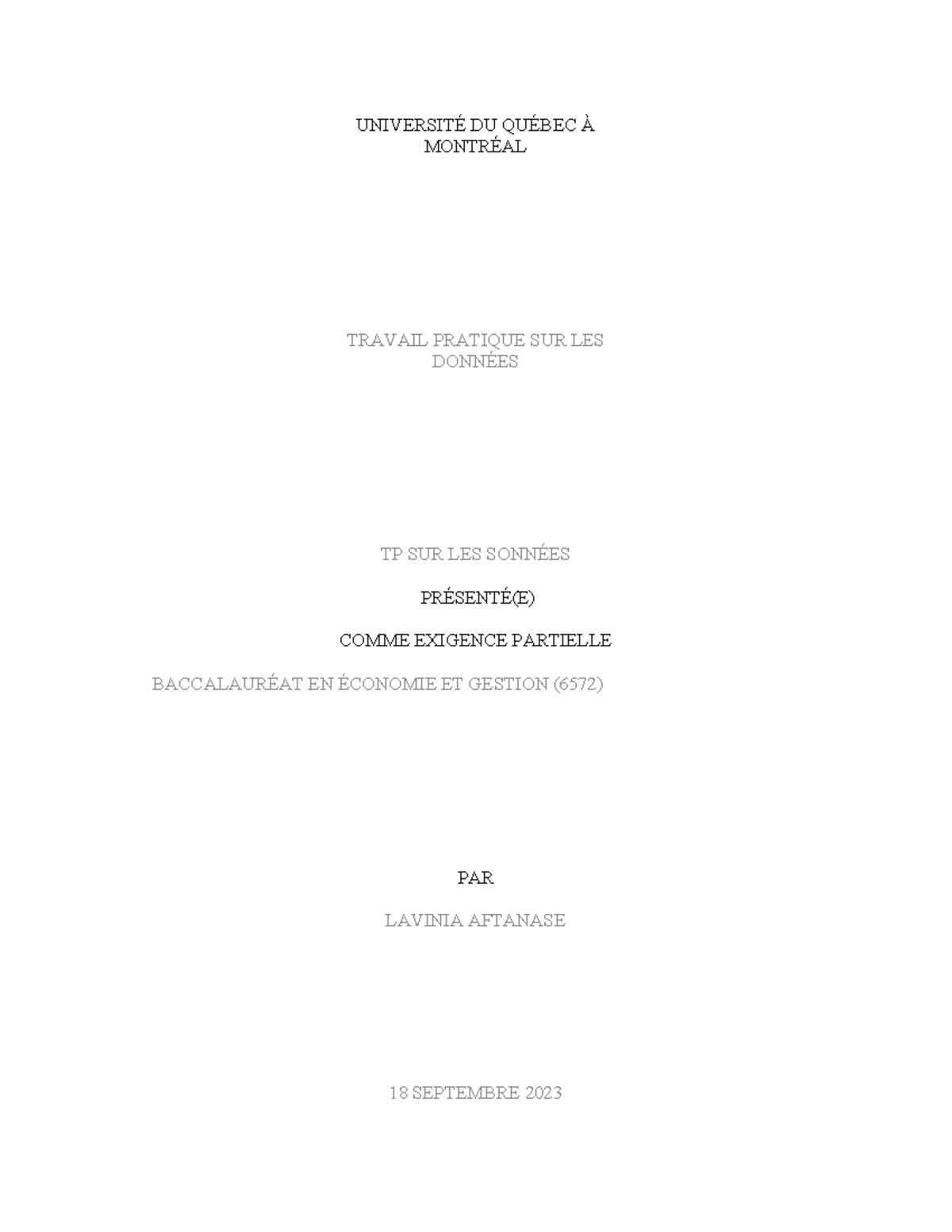 TP sur les données - UNIVERSITÉ DU QUÉBEC À MONTRÉAL TRAVAIL PRATIQUE ...