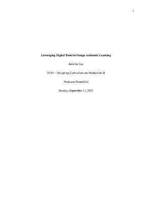 D185 Task 4 - Task 4 assignment - D185 - WGU - Studocu