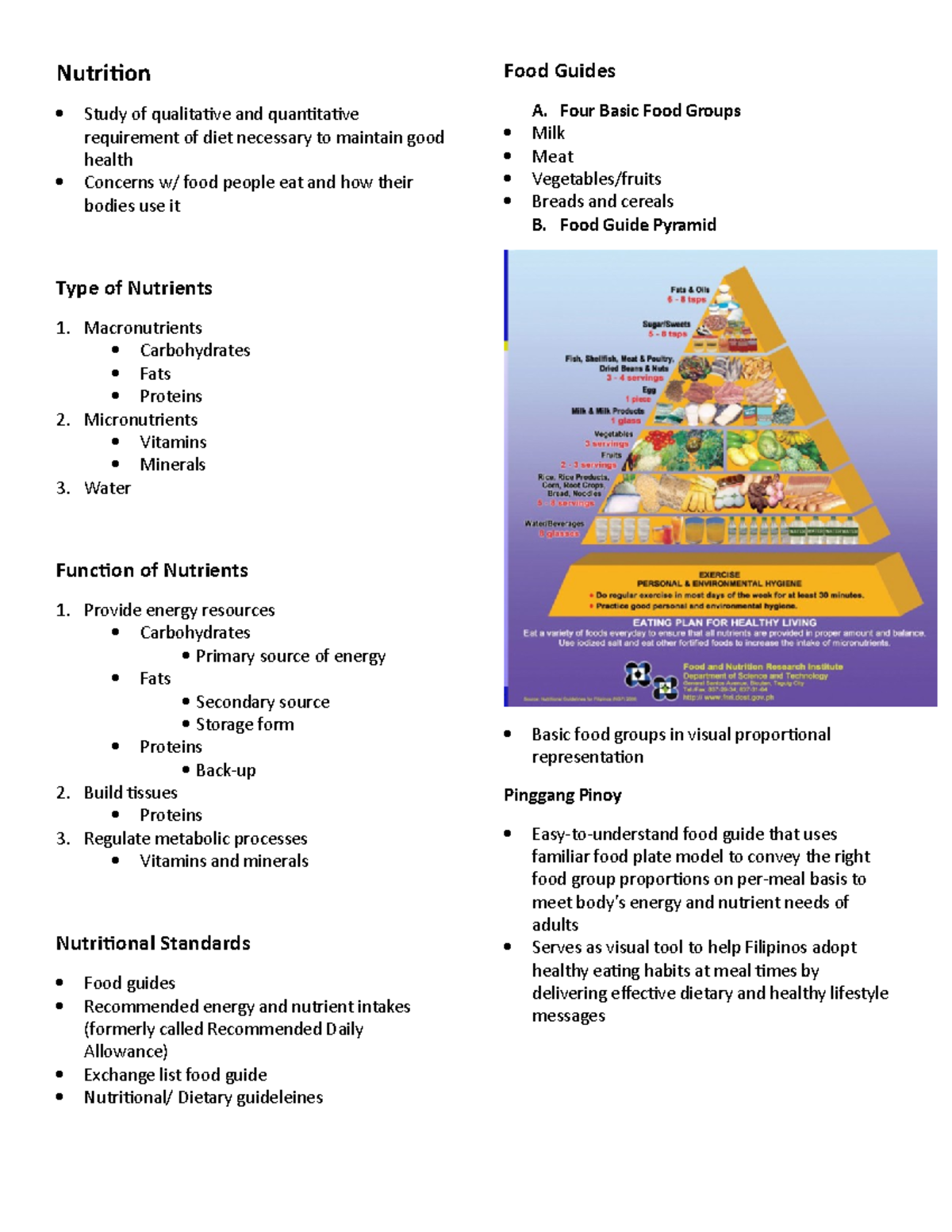 BIO 03-15-2021- Nutritional- Guidelines- Notes Complete - Nutrition ...