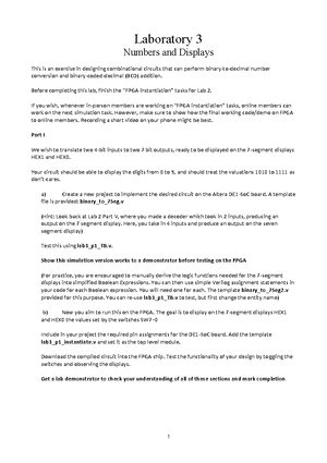 Lab2 2021 (verilog) - Lab2 - Laboratory 2 Logic, Switches, Lights, and Multiplexers The purpose ...