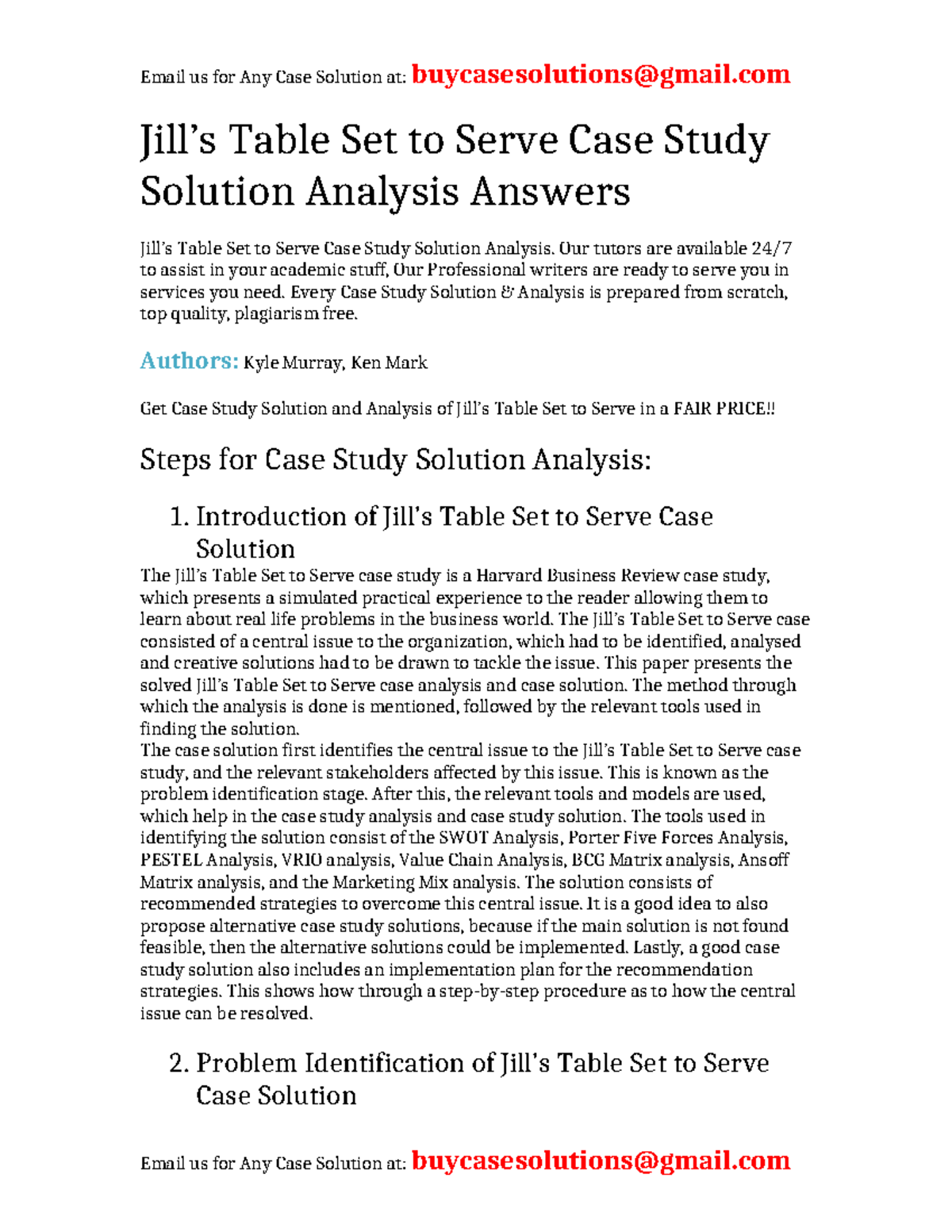 Jill's Table Set to Serve Case Study Solution Analysis - Our tutors are ...