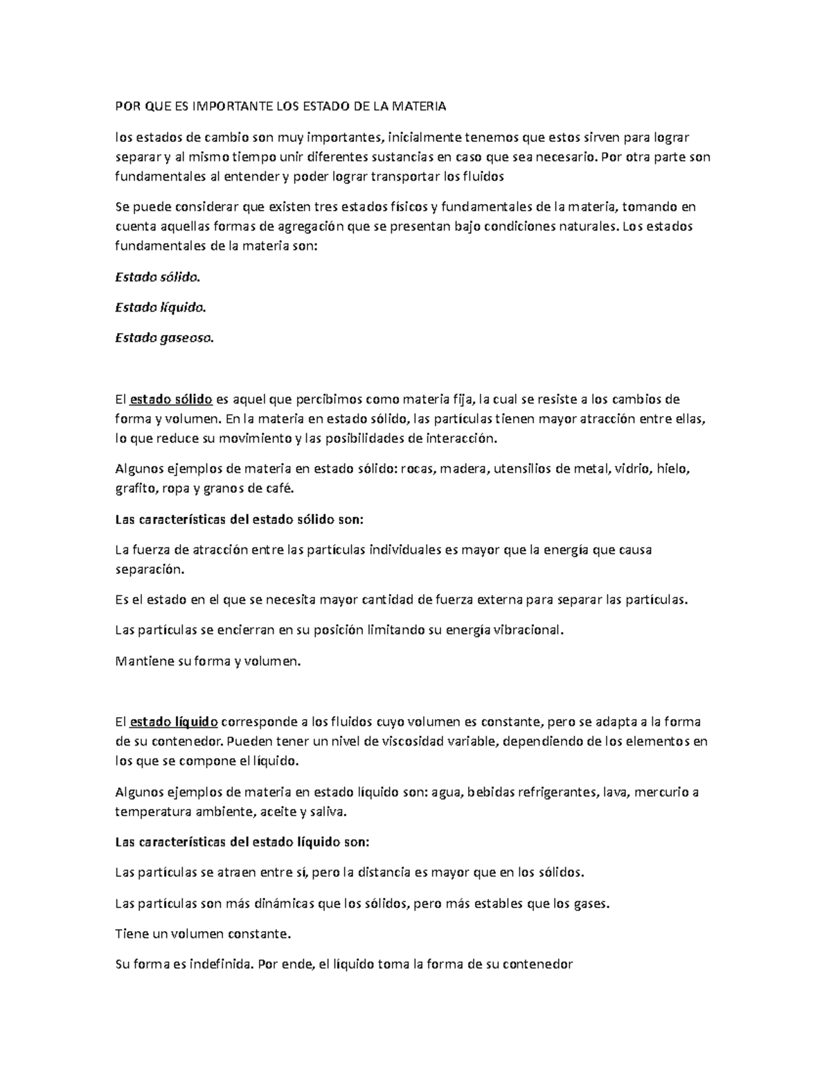 POR QUE ES Importante LOS Estado DE LA Materia - POR QUE ES IMPORTANTE ...
