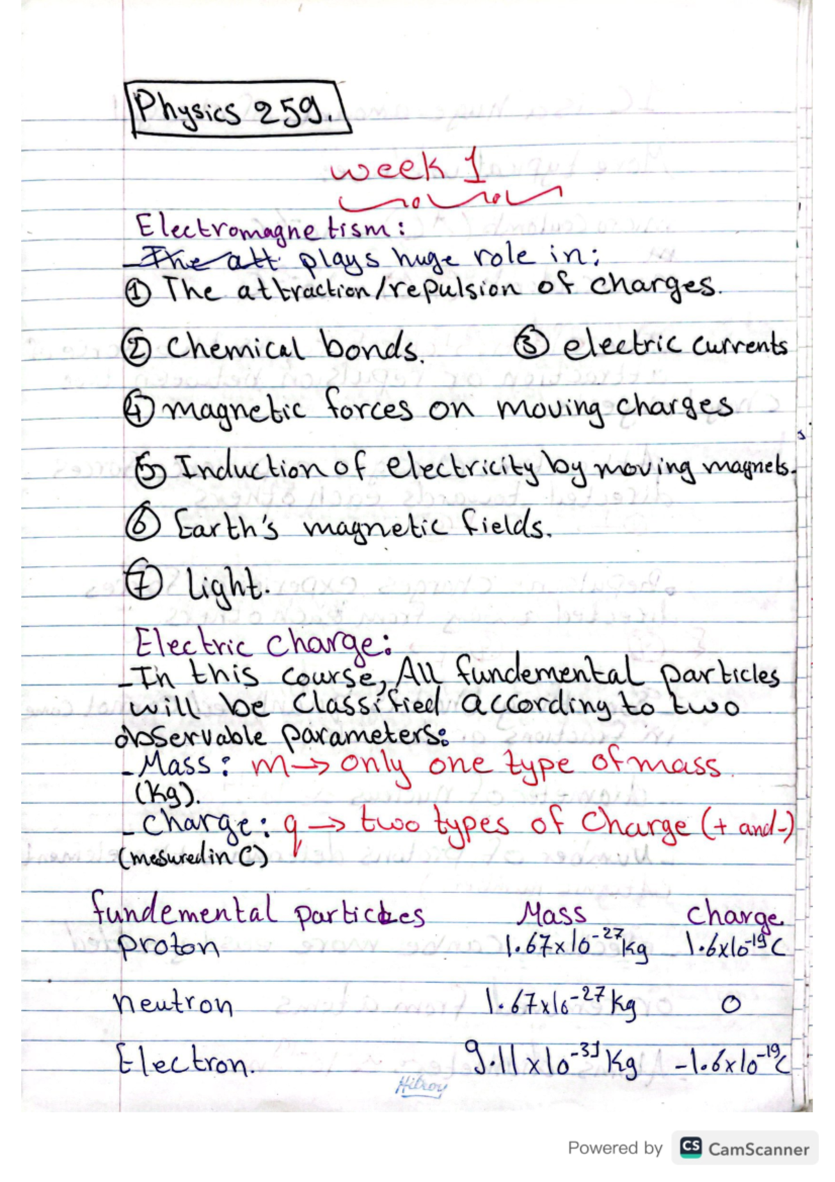 PHYS 259 week 1 personal notes - PHYS 259 - Studocu