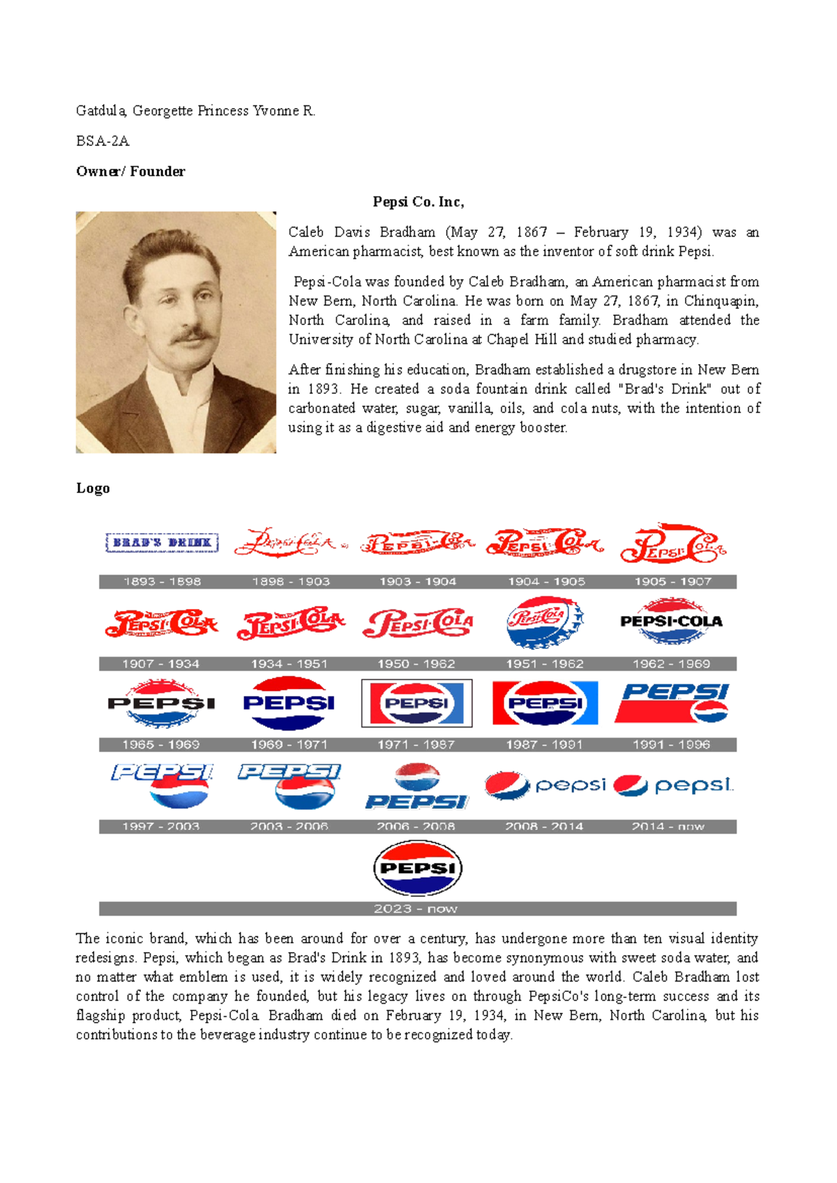 Pepsi - enjoy - Gatdula, Georgette Princess Yvonne R. BSA-2A Owner ...