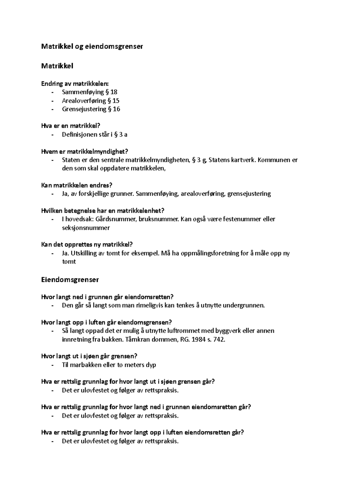 Matrikkel, eiendomsgrenser, tomtefeste - Matrikkel og eiendomsgrenser ...