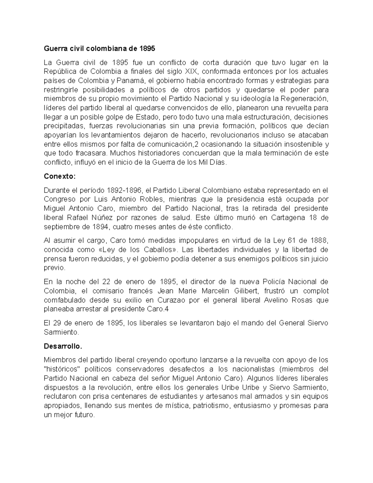 Legislacion de menres - Historia fundamental - Guerra civil colombiana ...