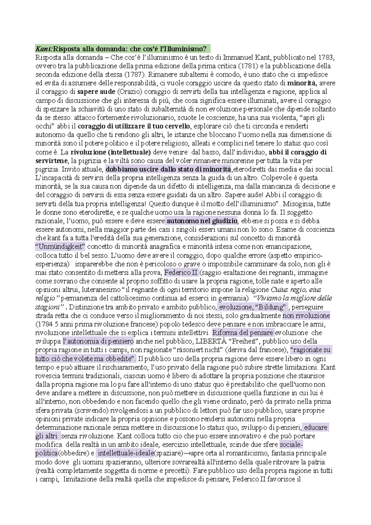 Kant Risposta alla domanda che cos'è l'Illuminismo - Kant: Risposta alla domanda: che cos'è ...
