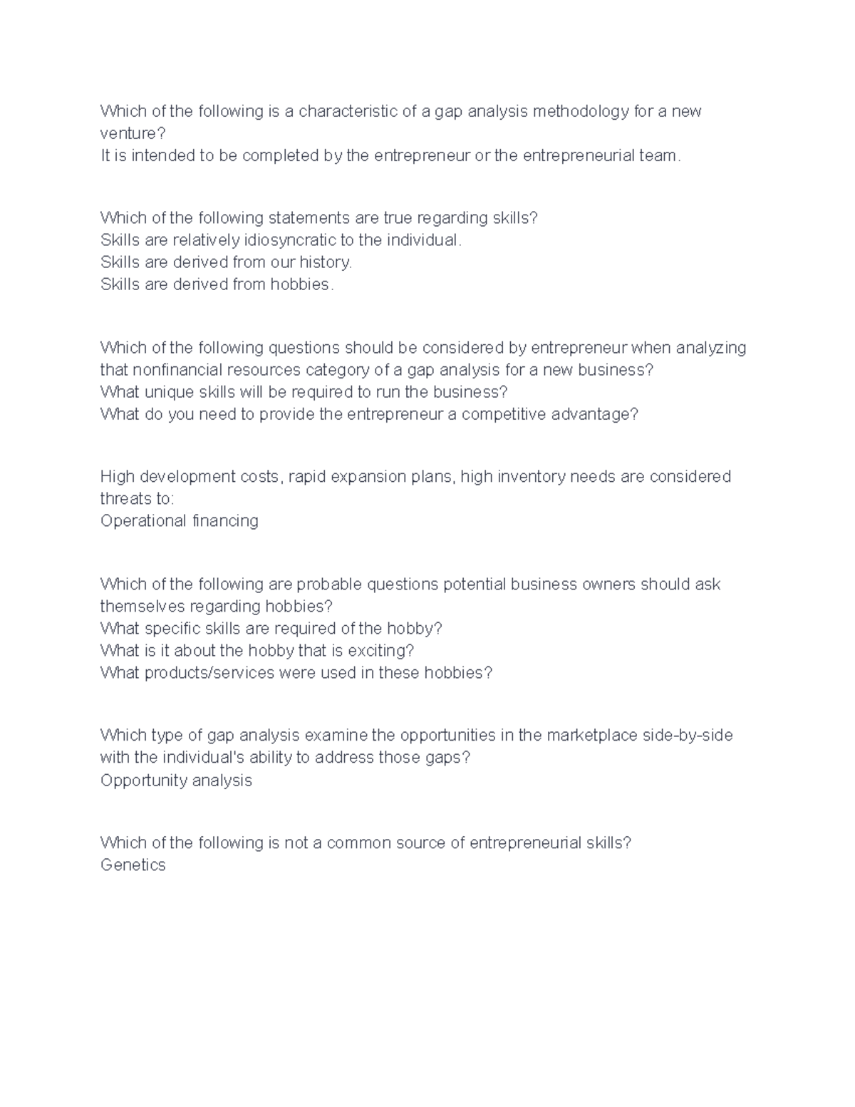 Intro to Entrepreneurship Notes - Chapter 2 Con - Which of the ...