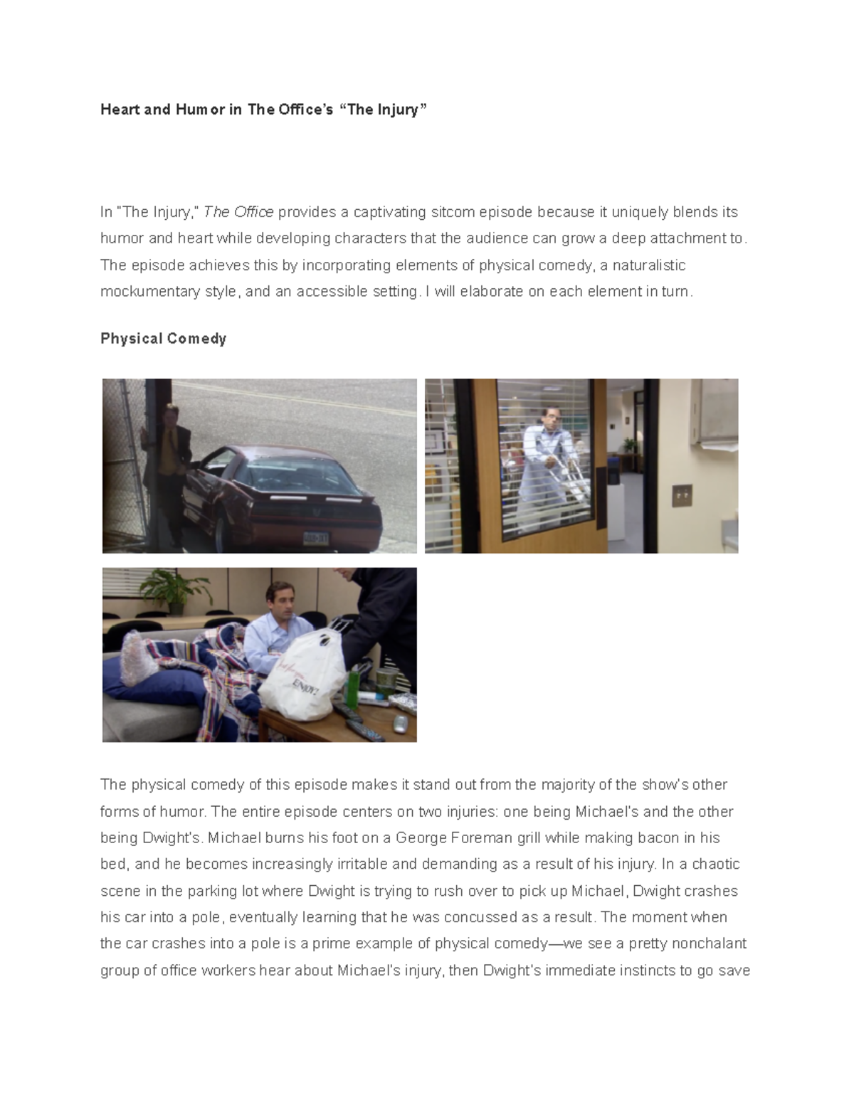 ENG 275 Assignment 3 (Episode Analysis) - Heart and Humor in The Office ...