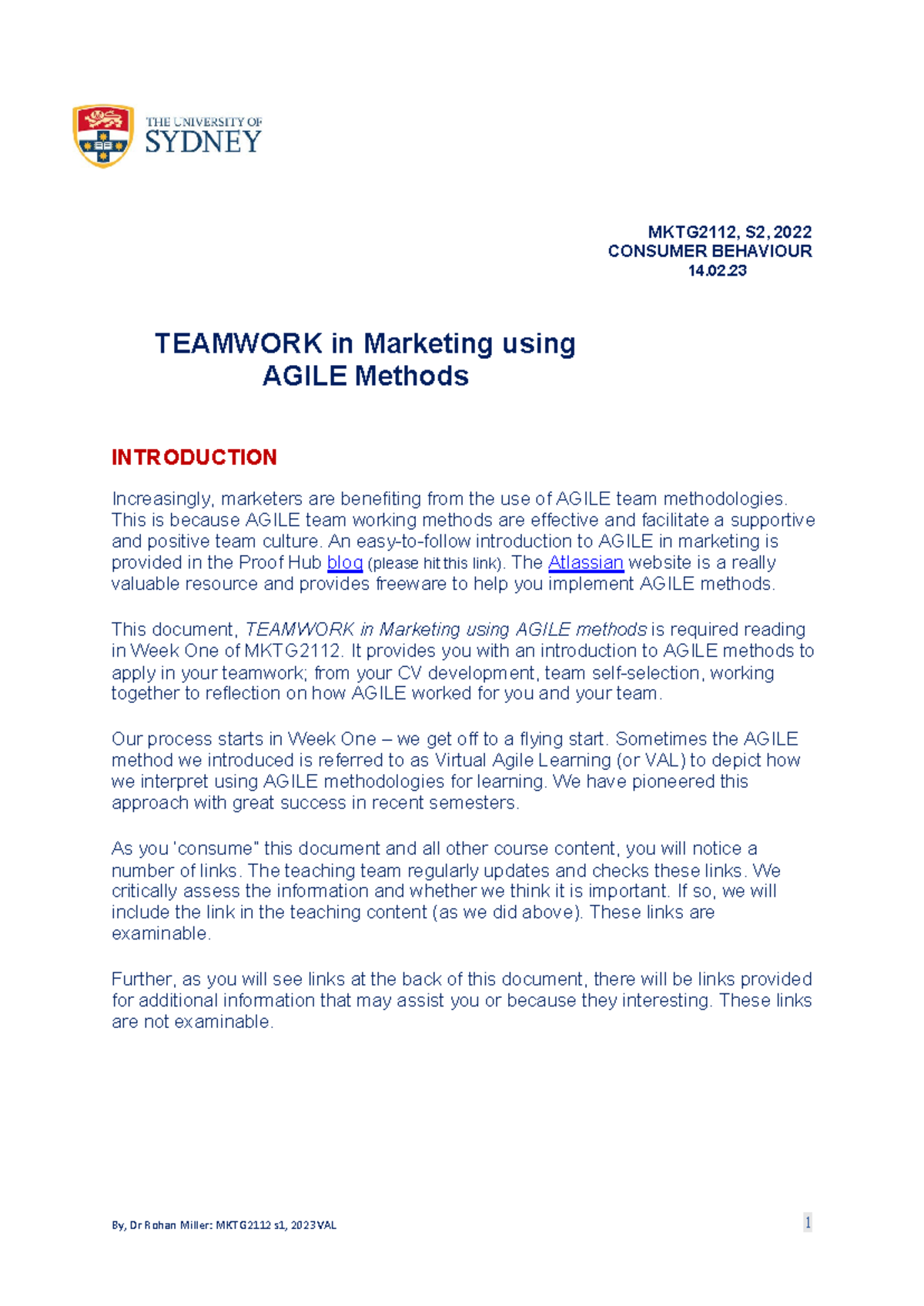 SEM 1- 2023 - Agile Processes 14 - MKTG2112, S2, 2022 CONSUMER BEHAVIOUR 14. TEAMWORK in ...