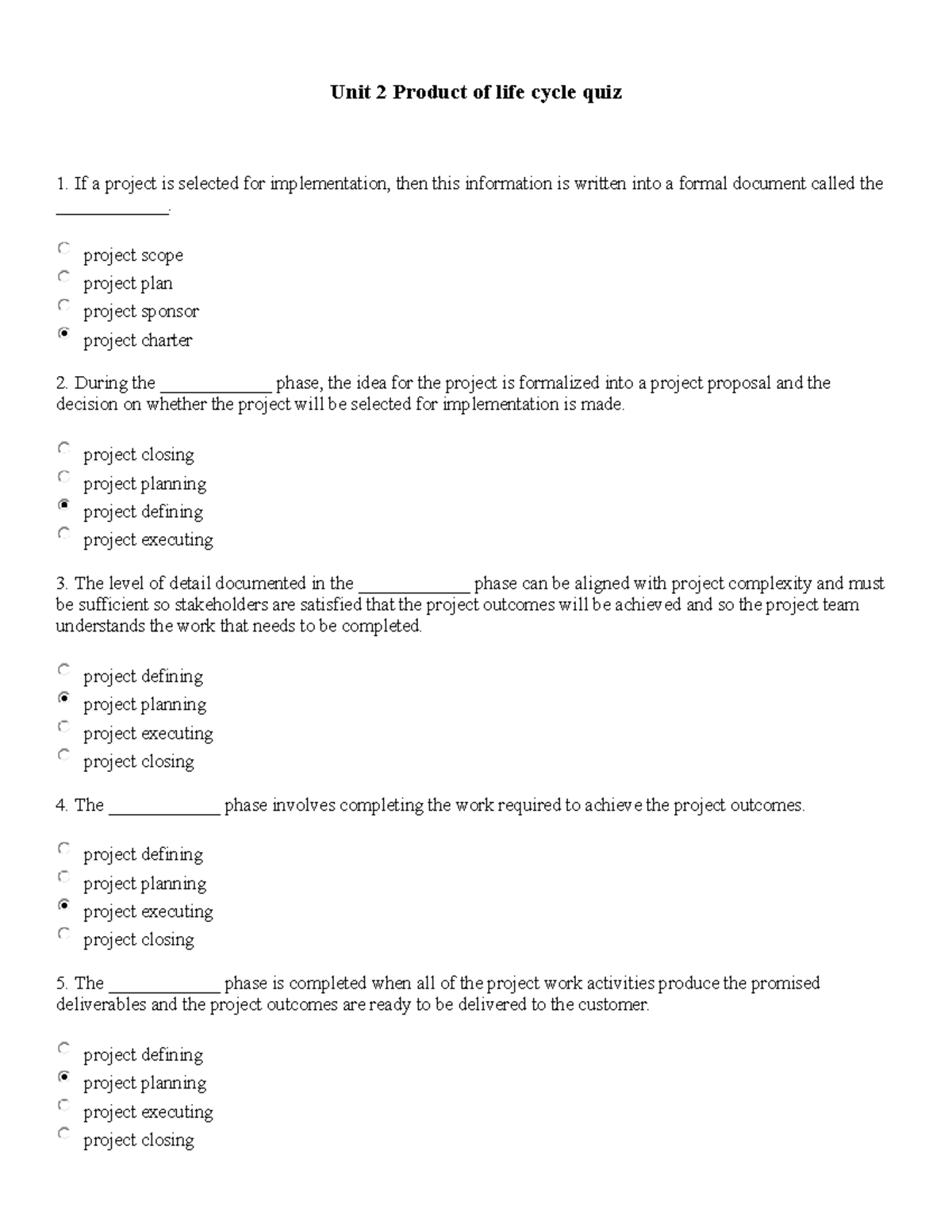 Unit 2 product of life cycle quiz - Unit 2 Product of life cycle quiz ...