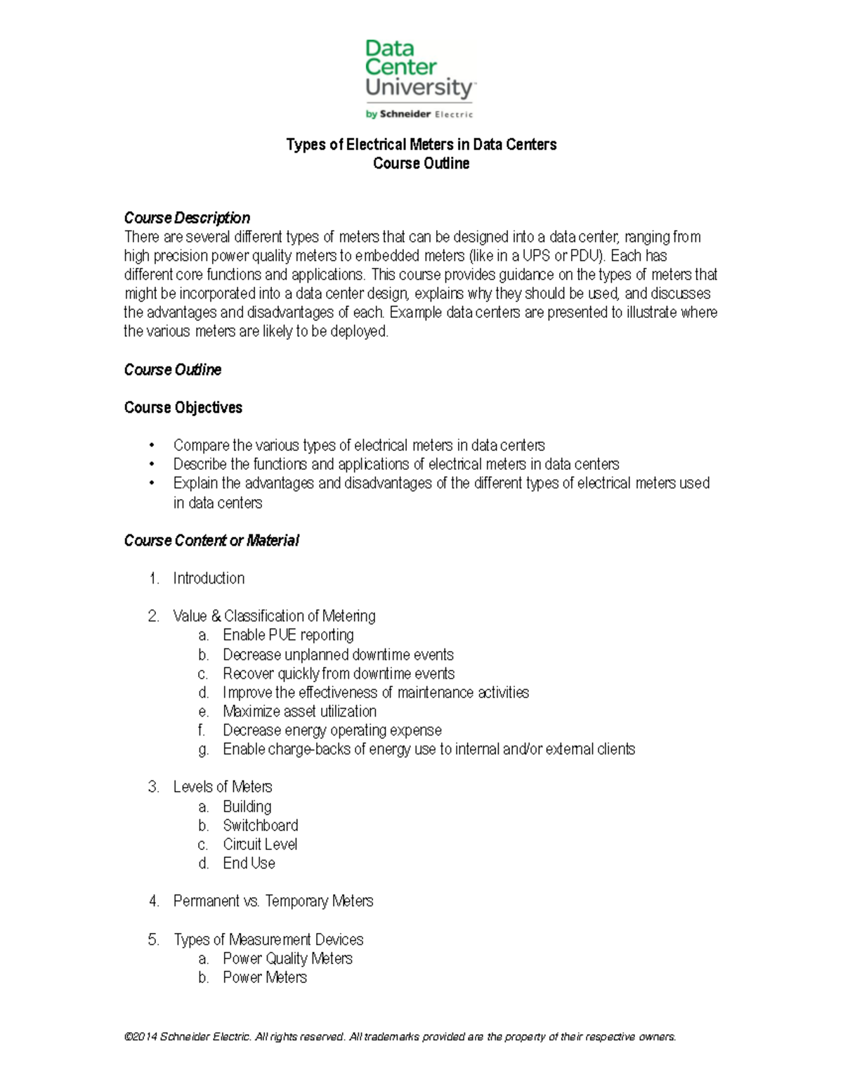 Outline Electrical Meters in Data Centers - Types of Electrical Meters ...