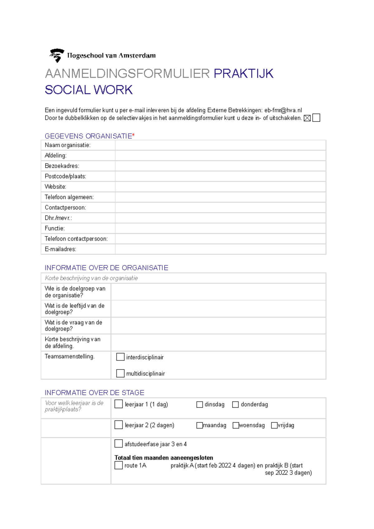 Aanmeldingsformulier-sw-2011 25 - AANMELDINGSFORMULIER PRAKTIJK SOCIAL ...