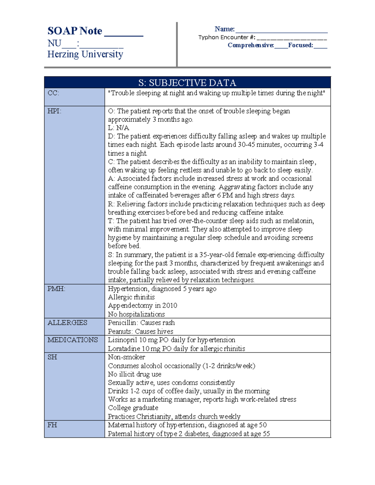 SOAP Note Susan James - Soap note assignment - SOAP Note _______ NU ...
