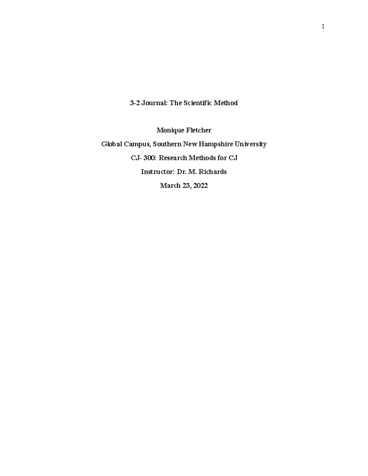 CJ- 300 Week 3 Journal - CJ 300 - SNHU - Studocu