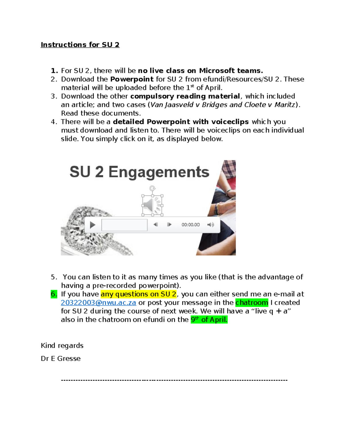 Instructions for SU 2 - Class notes will help with prep. - Instructions ...