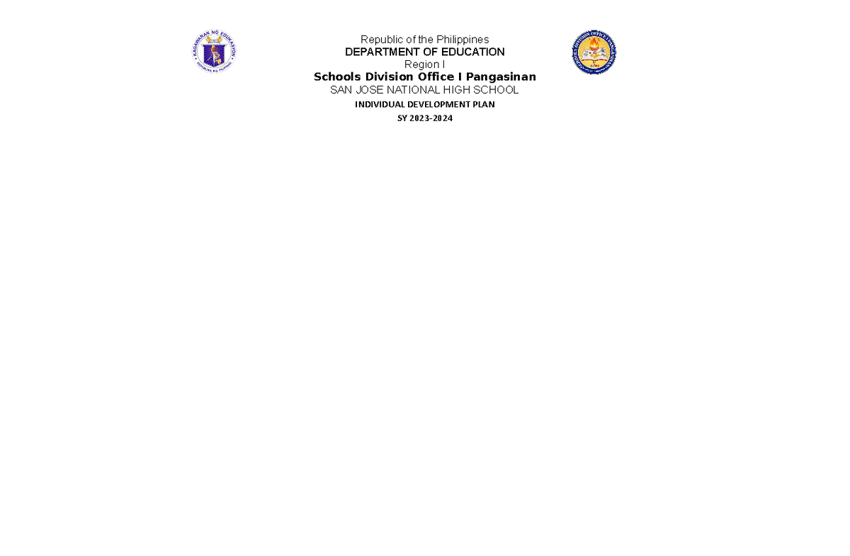 Individual development Plan 2023 - Republic of the Philippines ...