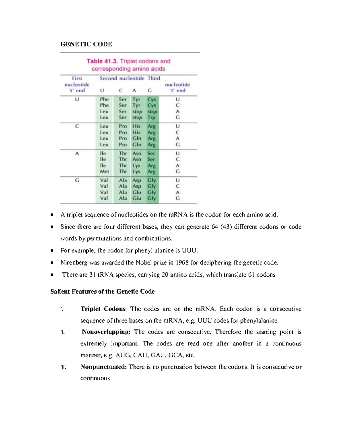 Genetic CODE - GENETIC CODE A triplet sequence of nucleotides on the ...