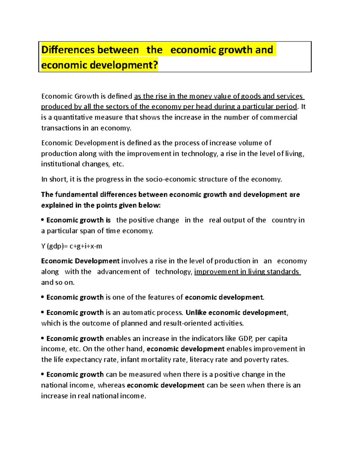 differ between eco growth and development - economic and international ...