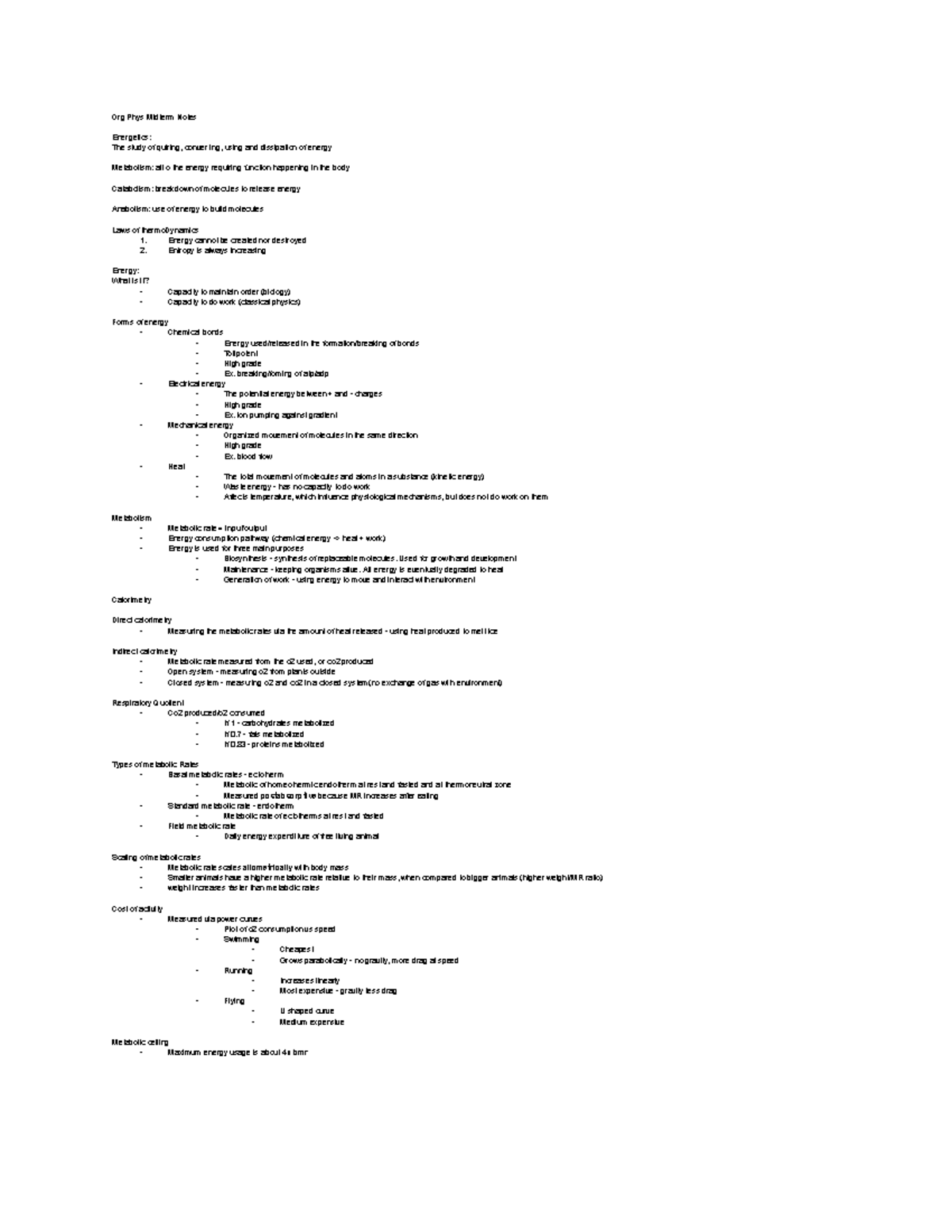 Org Phys Midterm Notes - Summary Organismal Physiology - Org Phys ...