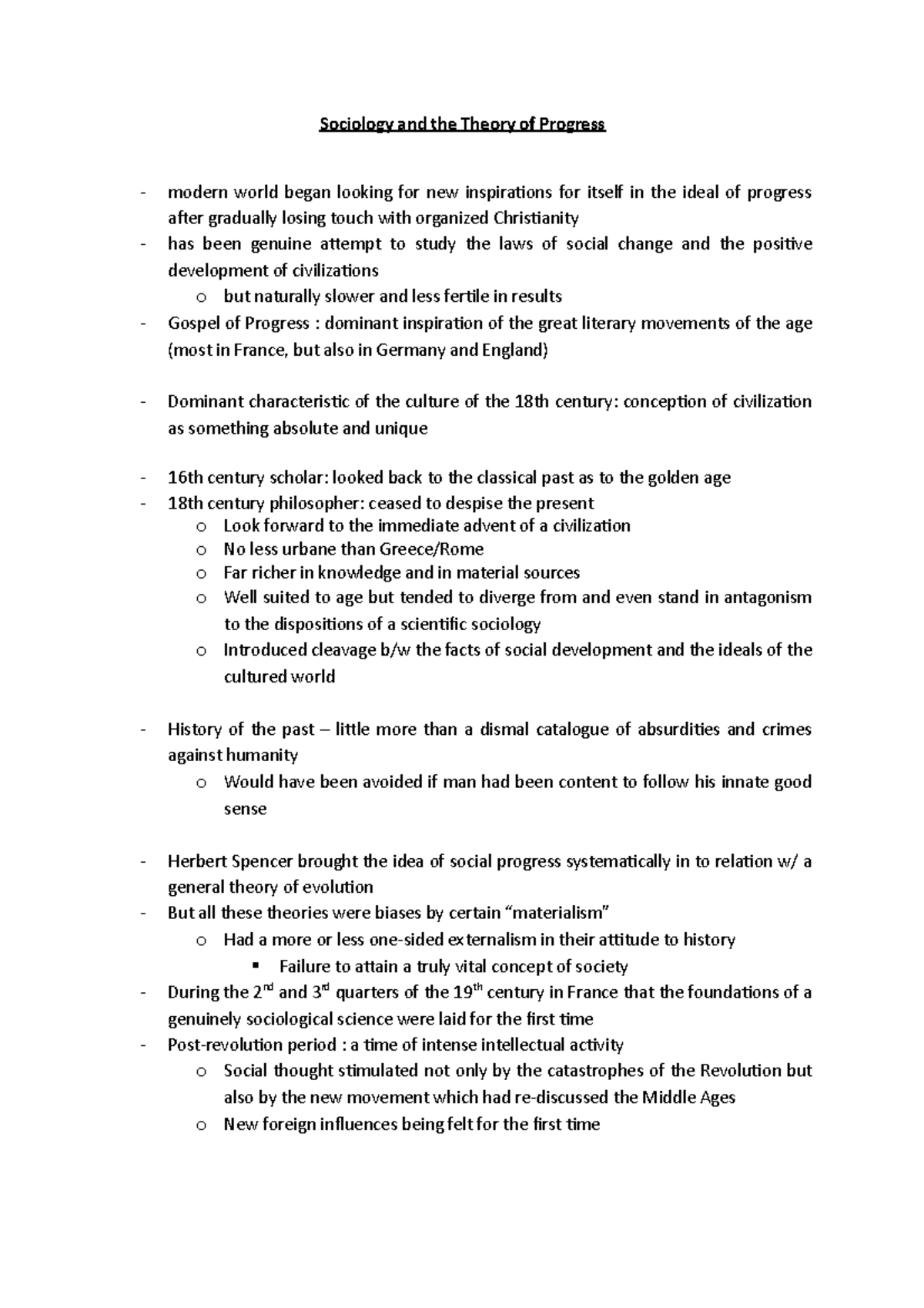 Sociology and the Theory of Progress - Sociology and the Theory of ...