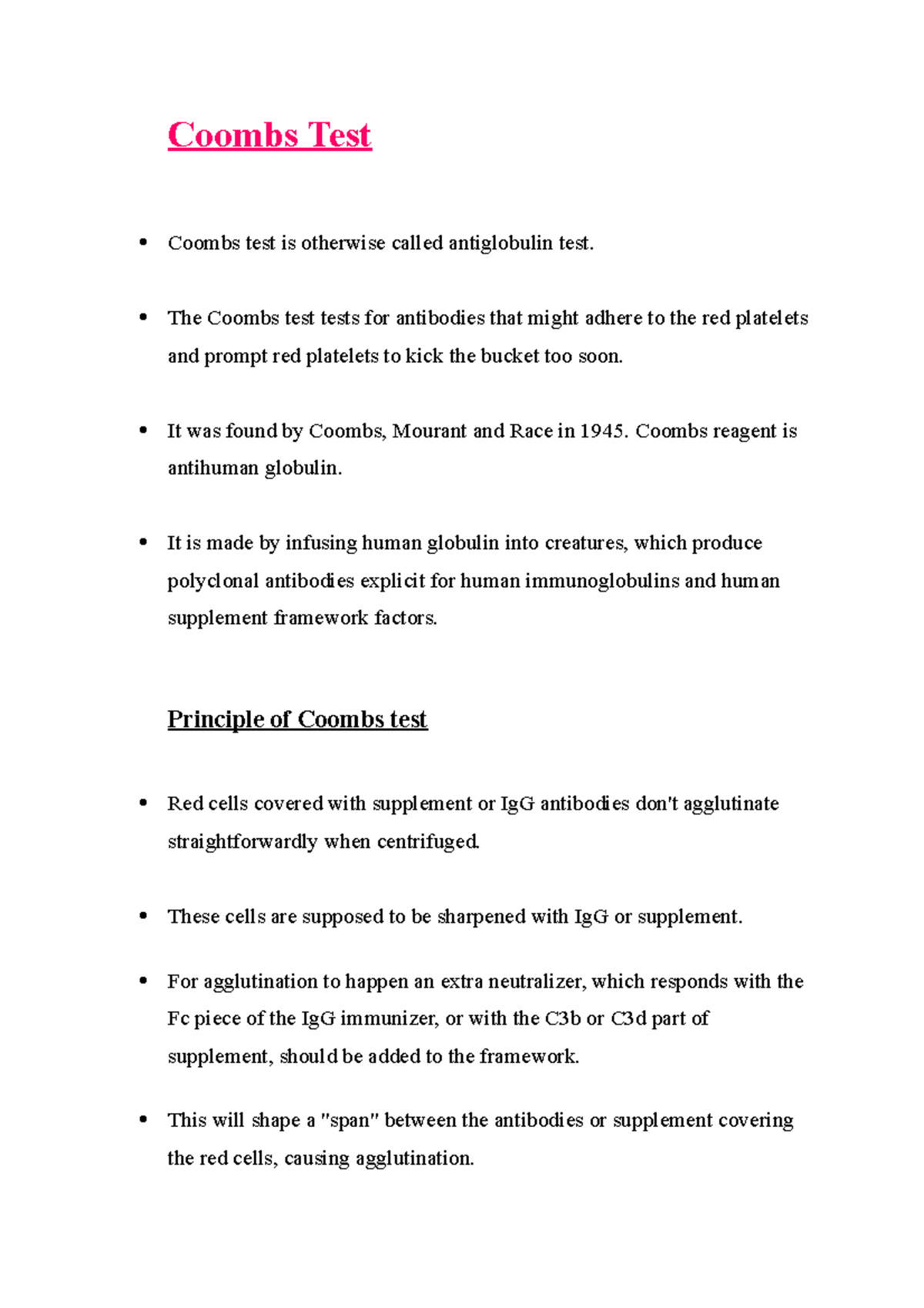 Coombs Test - useful notes - Coombs Test Coombs test is otherwise ...