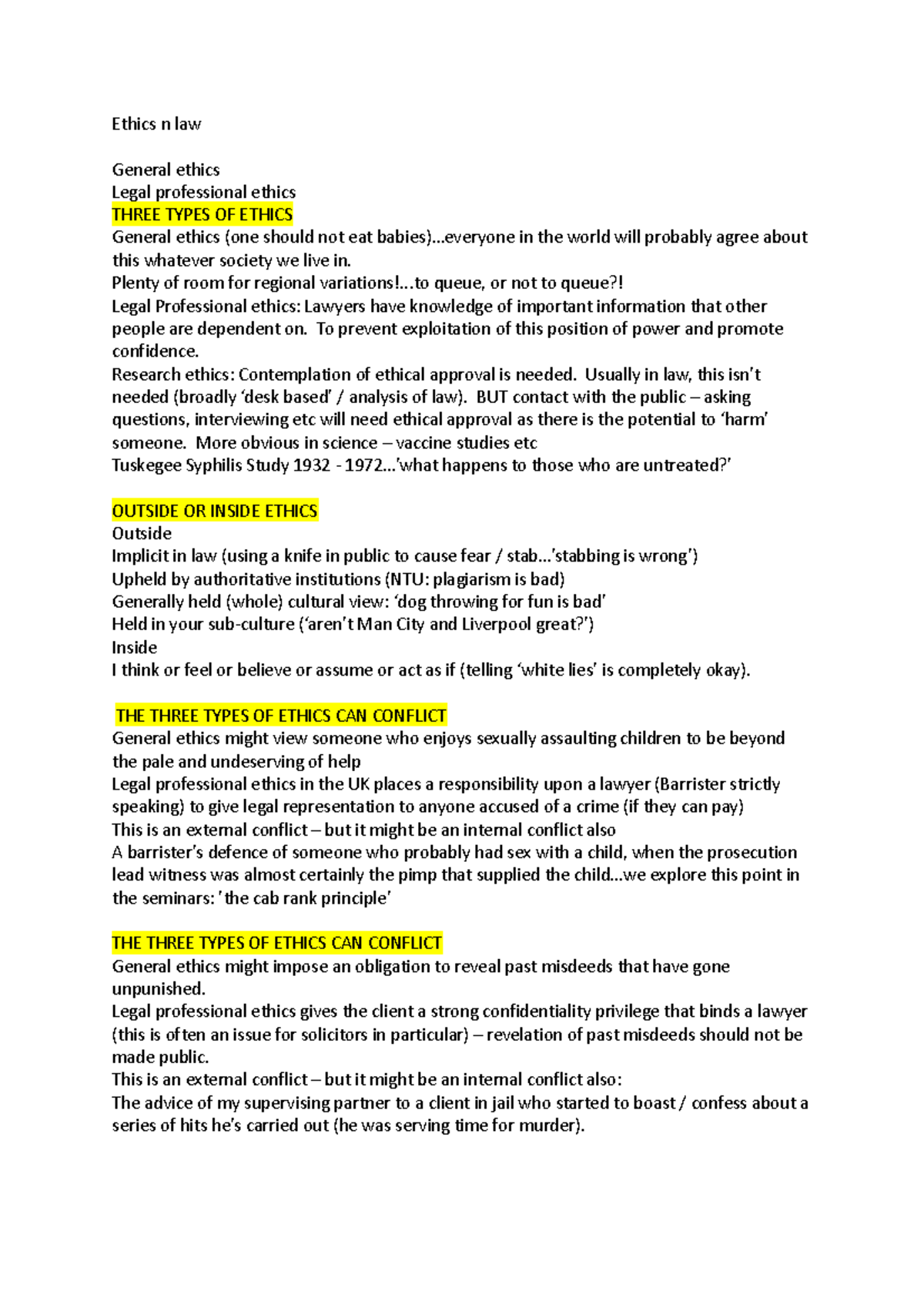 Ethics and Law - lecture - Ethics n law General ethics Legal ...