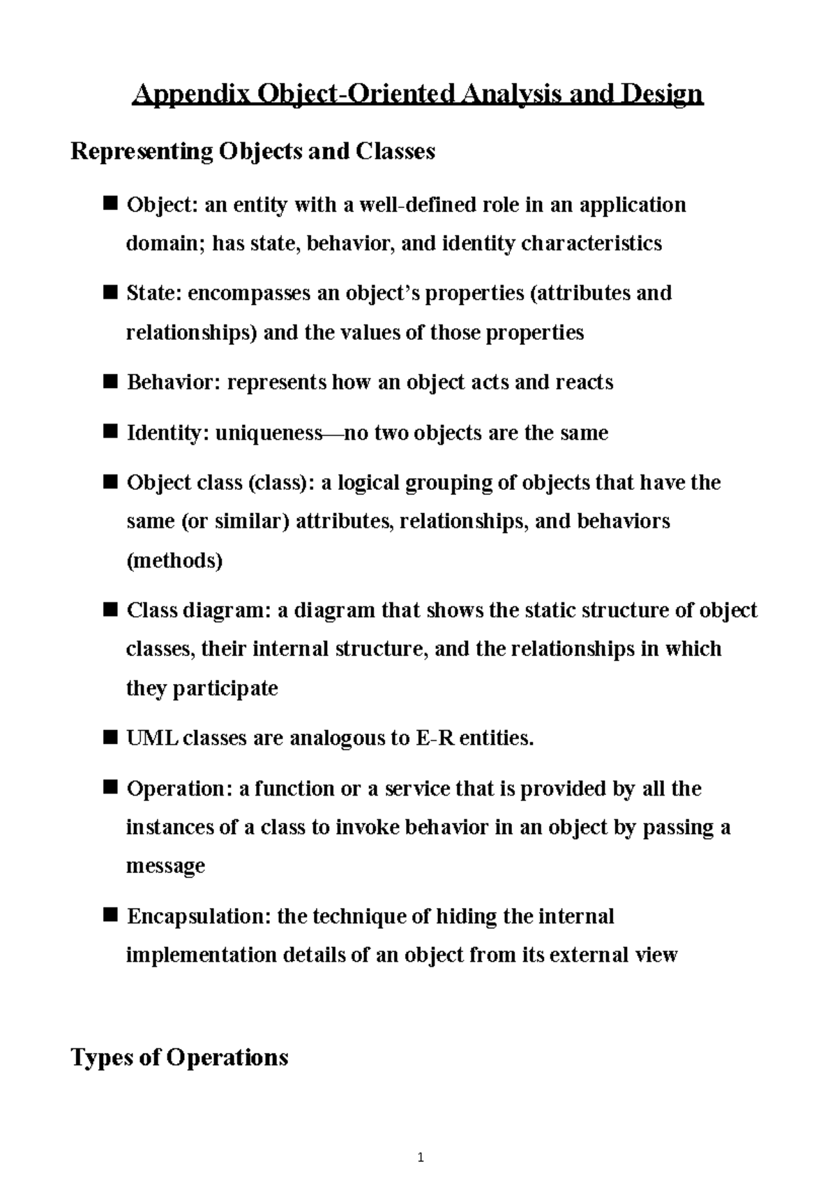1 Appendix Object Oriented Analysis And Design Appendix Object Oriented Analysis And Design