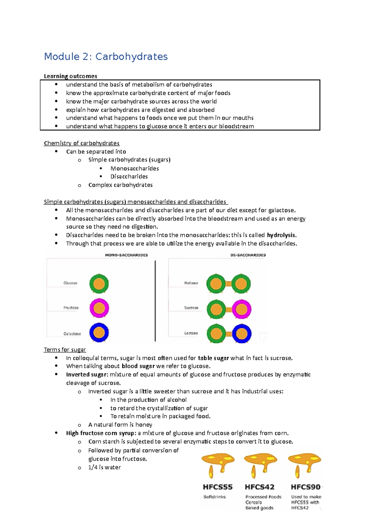 Module 2 carbohydrates - Module 2: Carbohydrates Learning outcomes ...