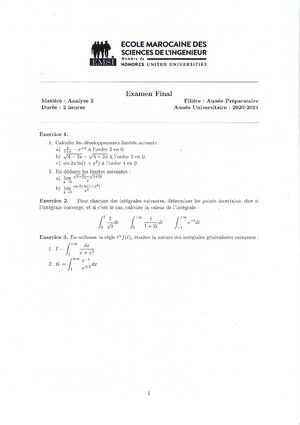 exercice en automatisme - Page 1 Travaux Dirigés 3 : GEMMA Exercice 1 ...