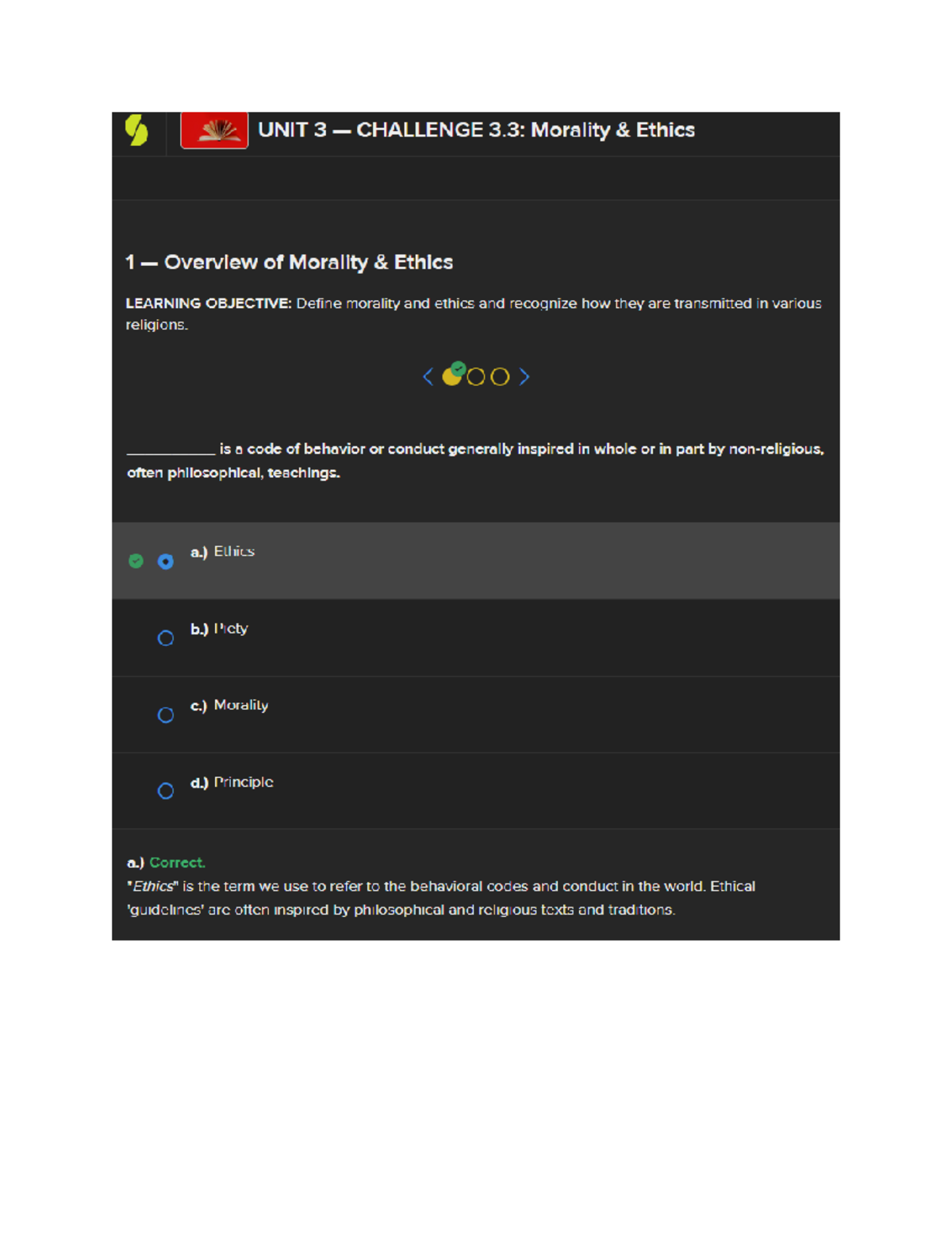 Challenge 3.3 Morality & Ethics - UNIT 3 CHALLENGE 3: Morality Ethics 1 ...