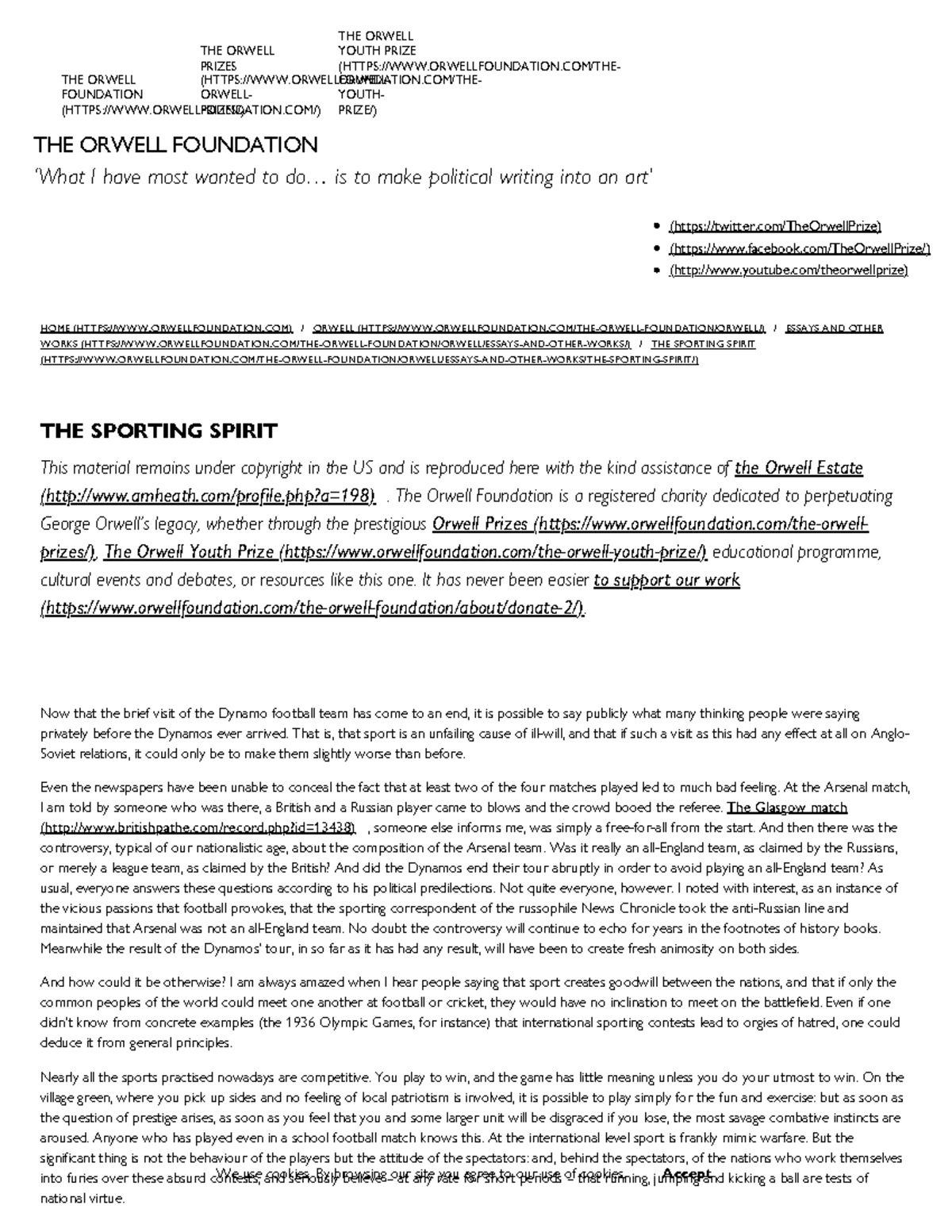 The sporting spirit - NOTES IMP CLDEARITY SHORT NOTES ESSAY SHORT STORY ...