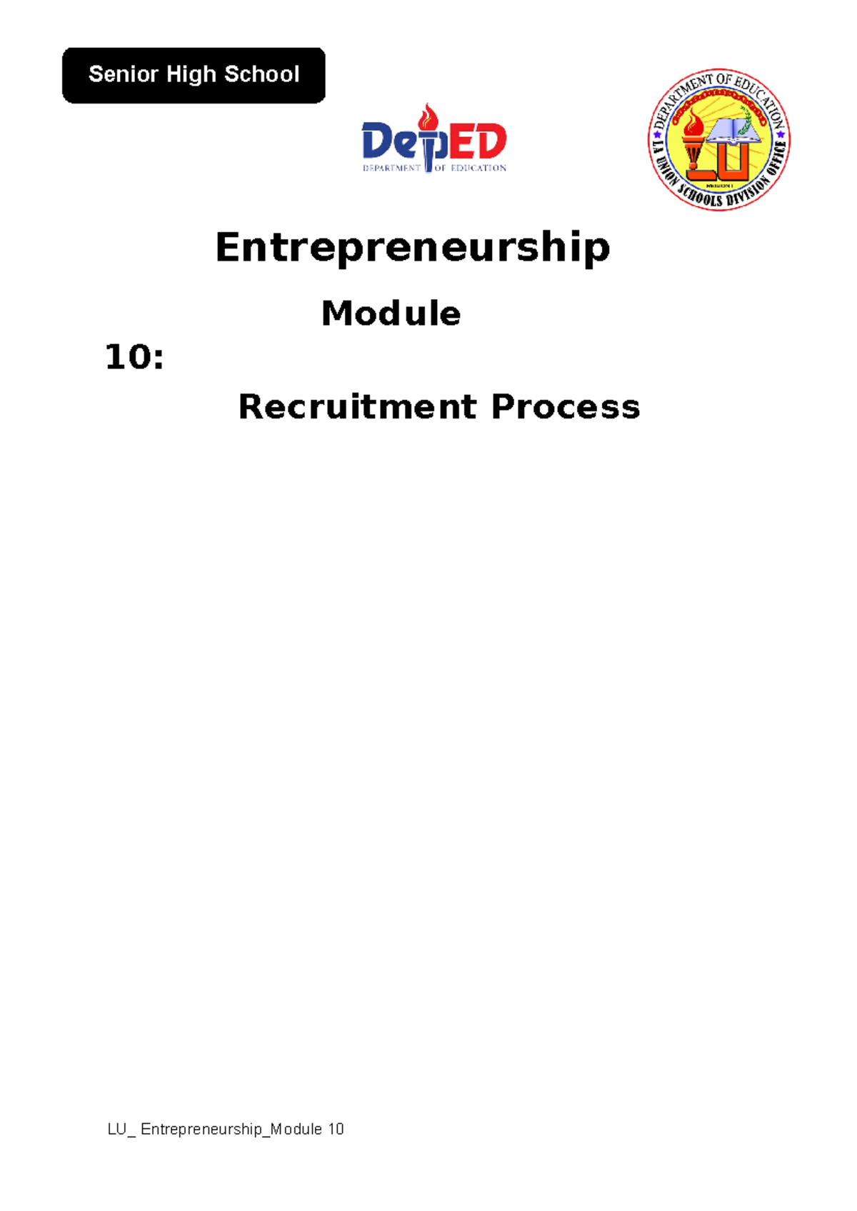 Entrep MOD-10-Recruitment-Process - Entrepreneurship Module 10 ...