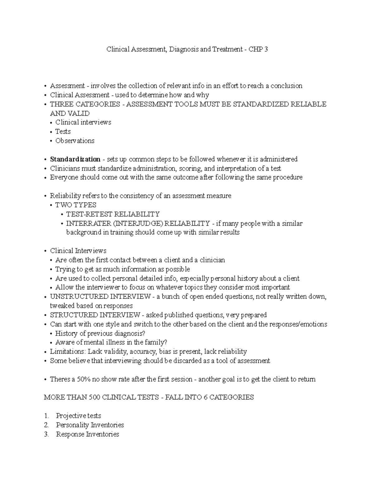 Abnormal Psych Assessment Diagnosis and Treatment Chp 3 - Clinical ...