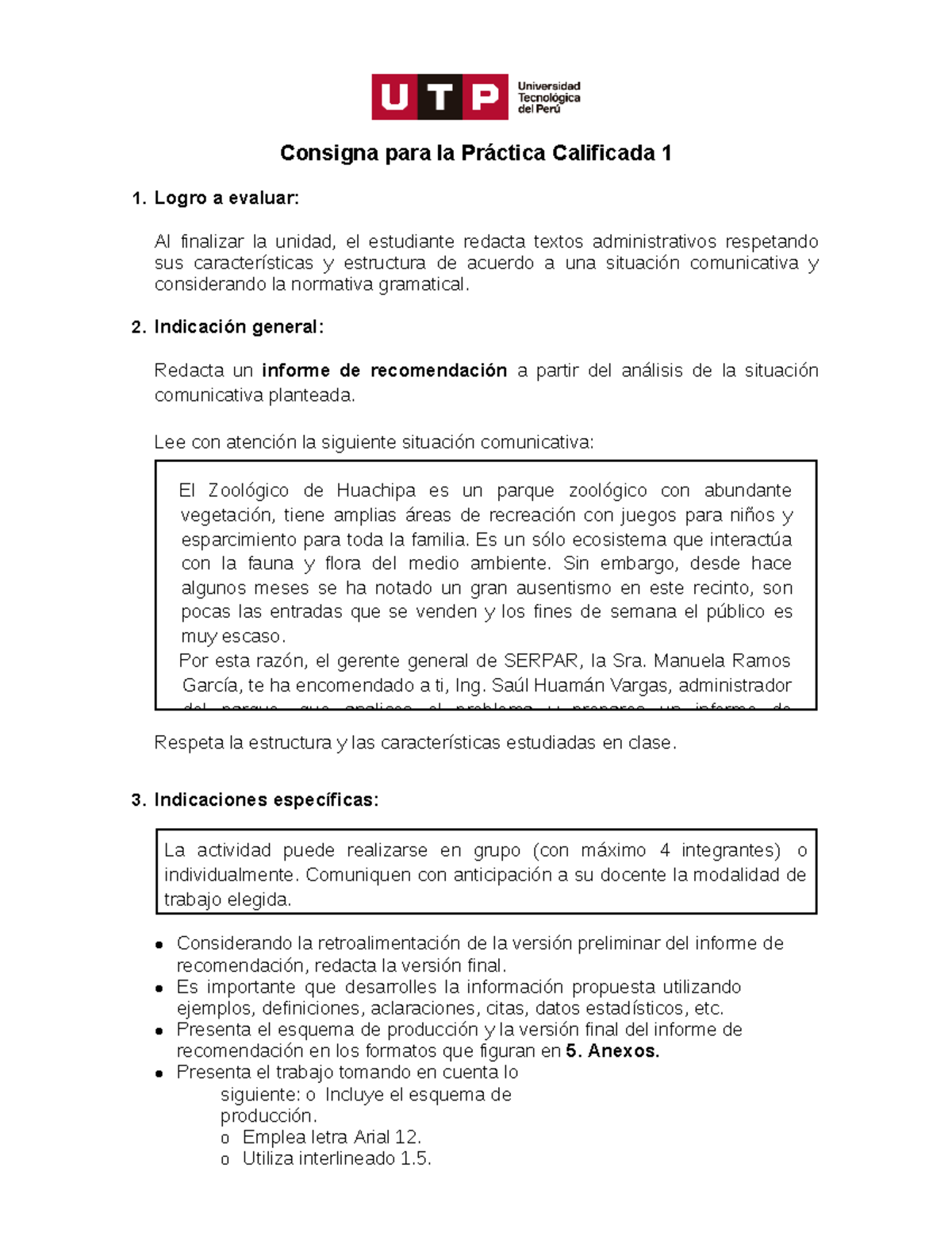 GC A16E PC1Consigna 23C2Av2.docx - Consigna para la Práctica Calificada 1 1. Logro a evaluar: Al ...