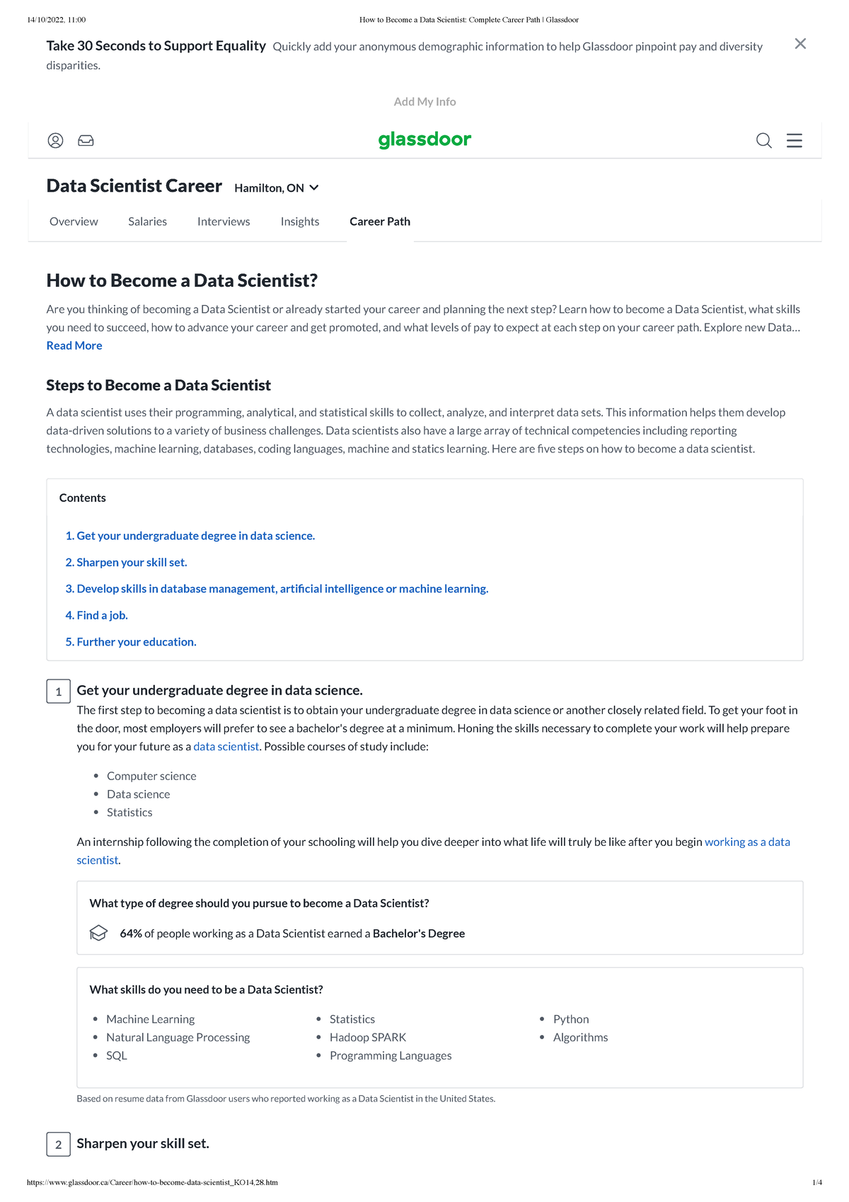 Career path glassdoor - swqfdwe - Data Scientist Career Hamilton, ON ...