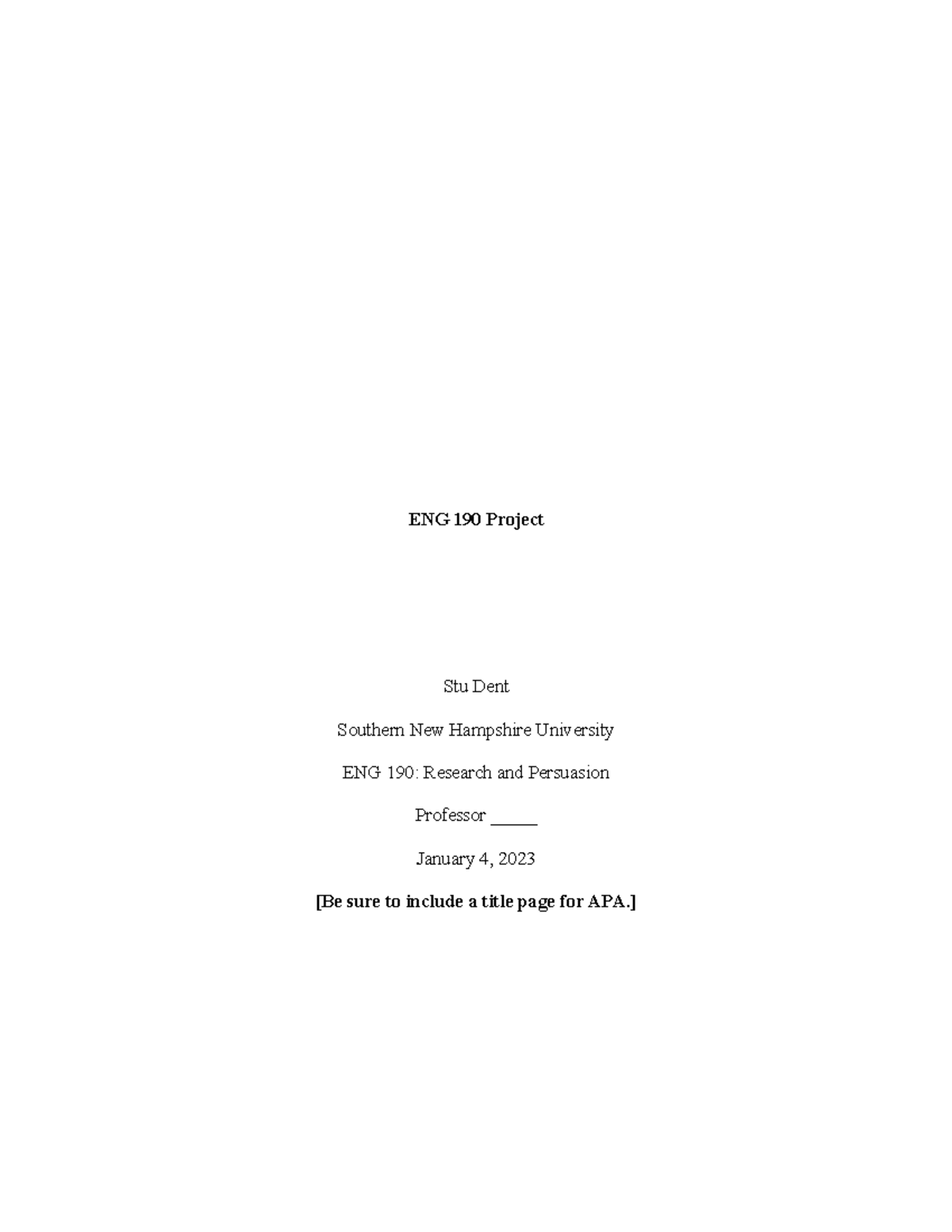 Module 7 project writting exampler r - ENG 190 Project Stu Dent ...