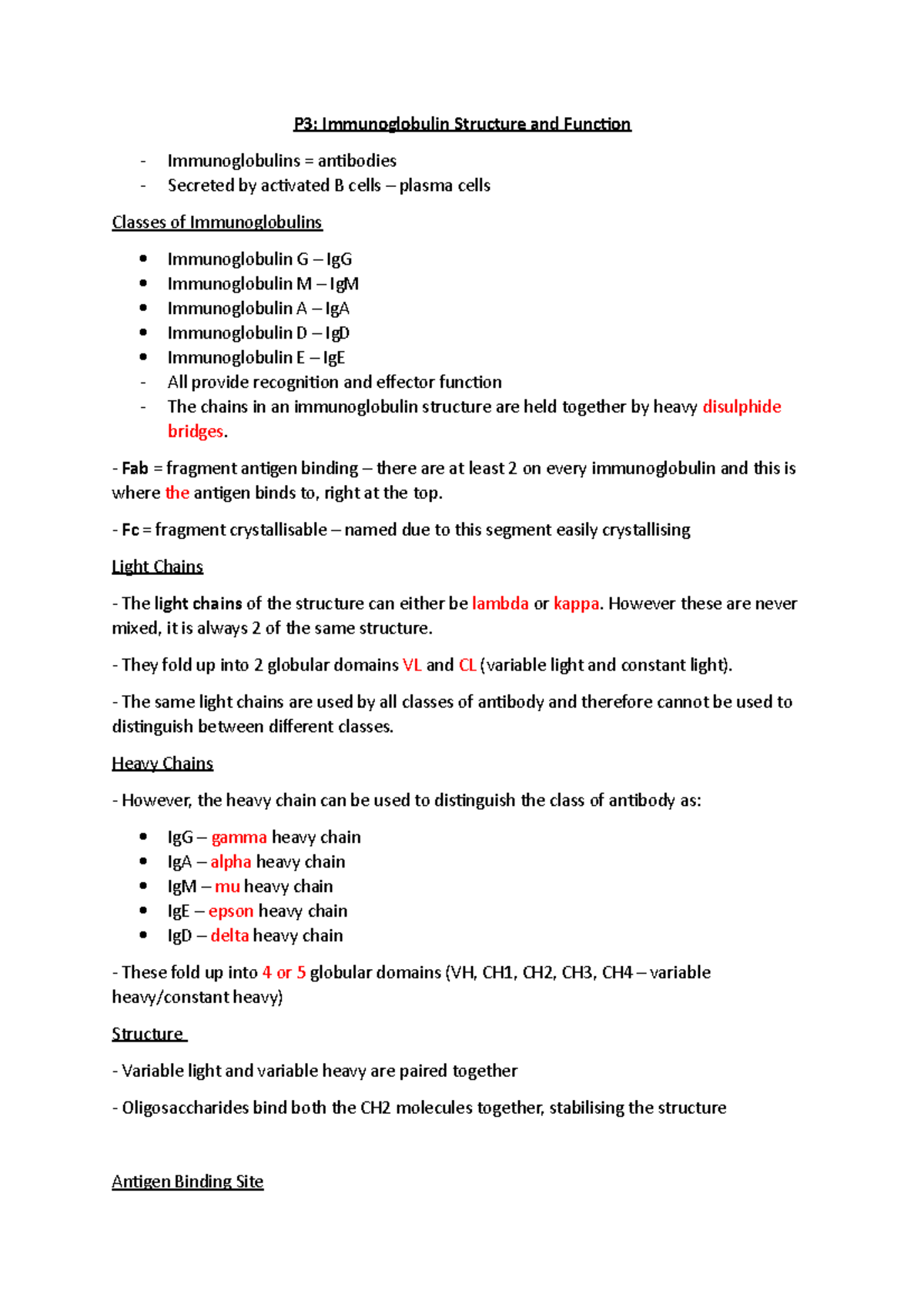 P3 - Immunogobulin Structure and Function - P3: Immunoglobulin ...