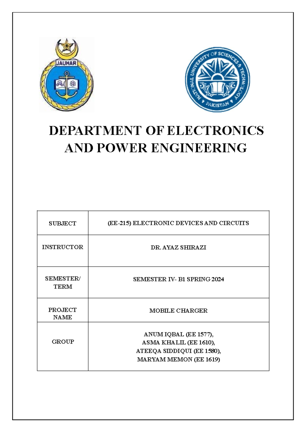 Edc cep - edc cep - DEPARTMENT OF ELECTRONICS AND POWER ENGINEERING ...