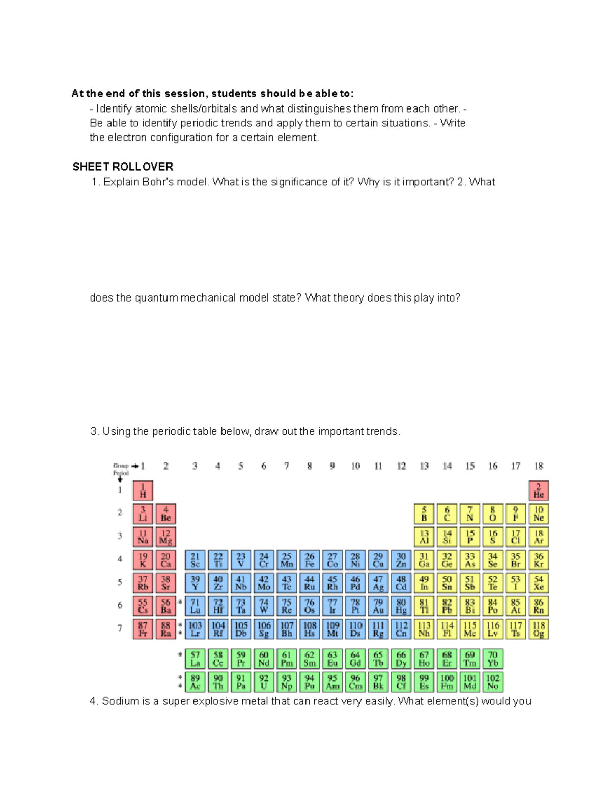 2 6 CHEM 105 SI Session - electric configuration - At the end of this ...