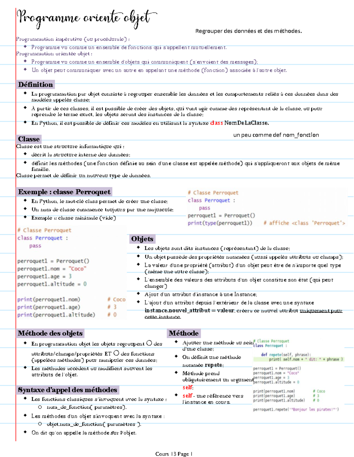 Cours 12 - Programme orienté objet avec exemple de classe Personne ...