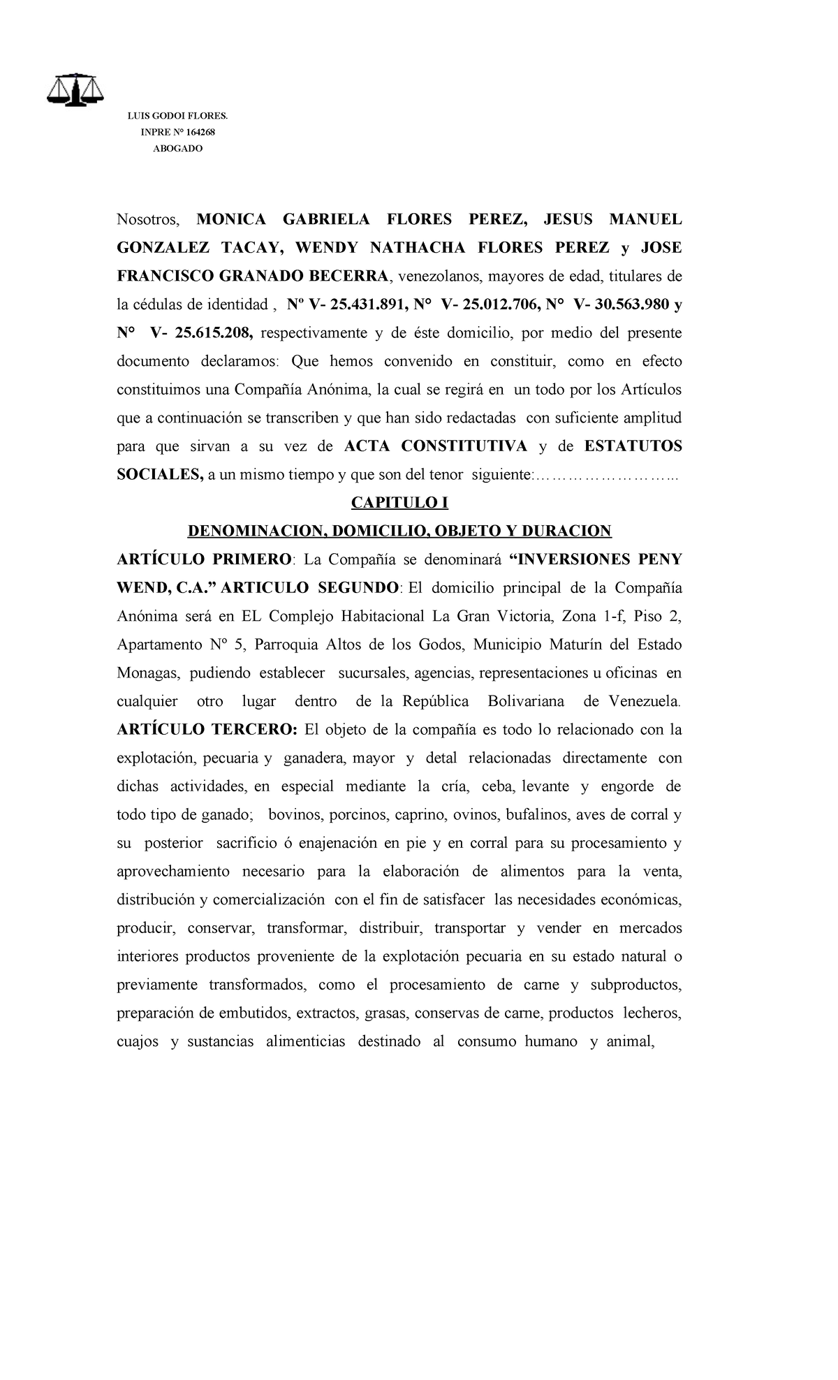 ACTA Constitutiva,, Penyyyy WEND C.A. - copia - Nosotros, MONICA ...