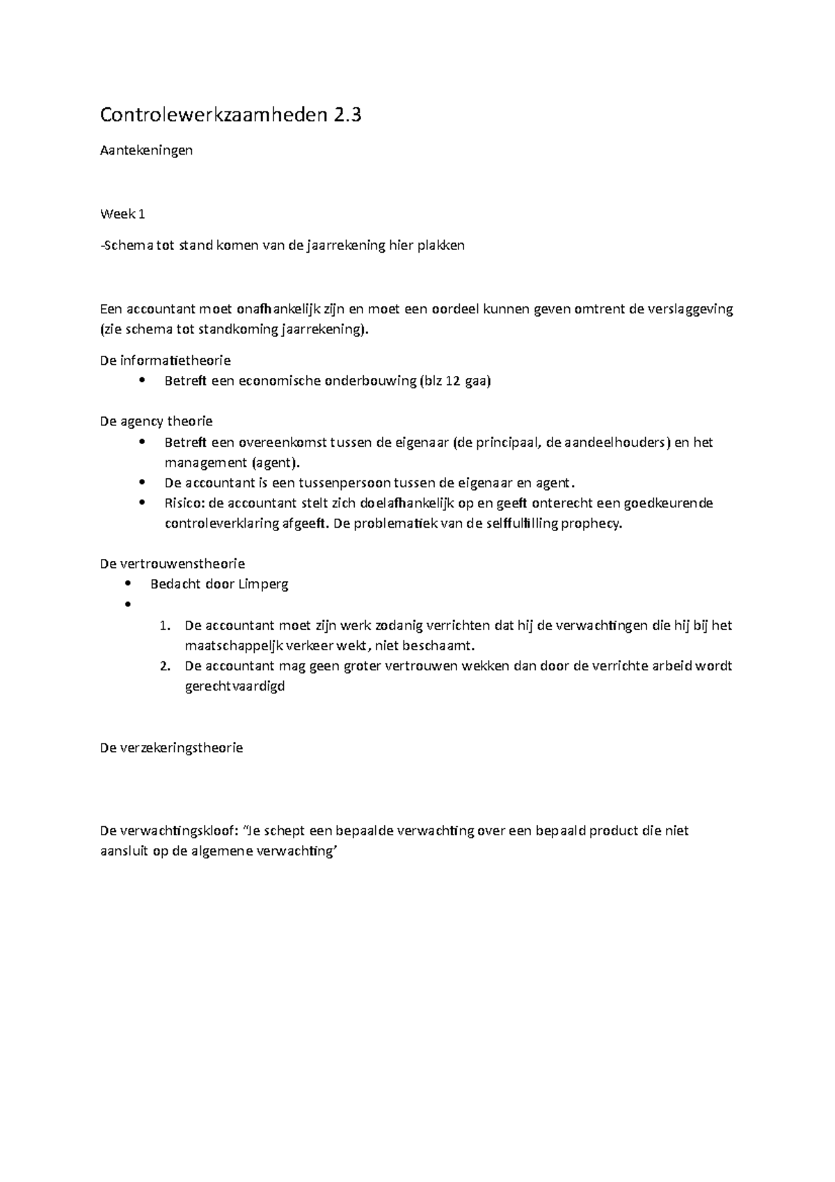 Controlewerkzaamheden 2.3 aantekeningen - Controlewerkzaamheden 2 ...